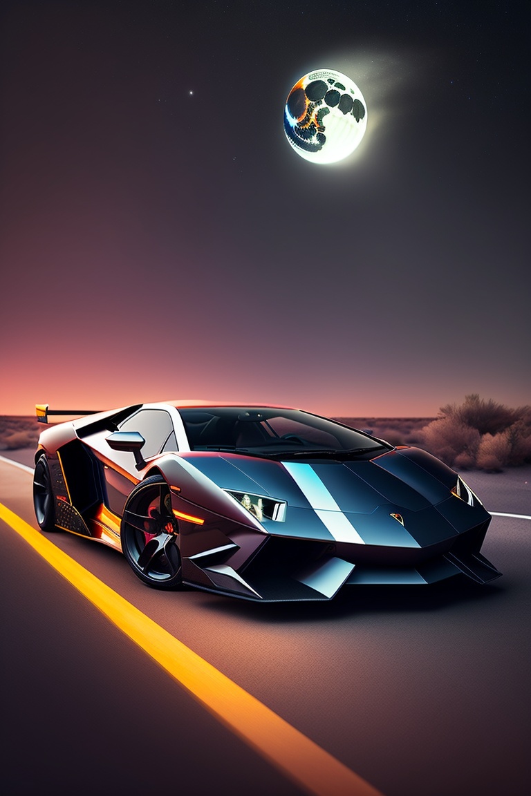 Lexica - Dark, stars, moon, car, Lamborghini, sharp, design, realistic ...
