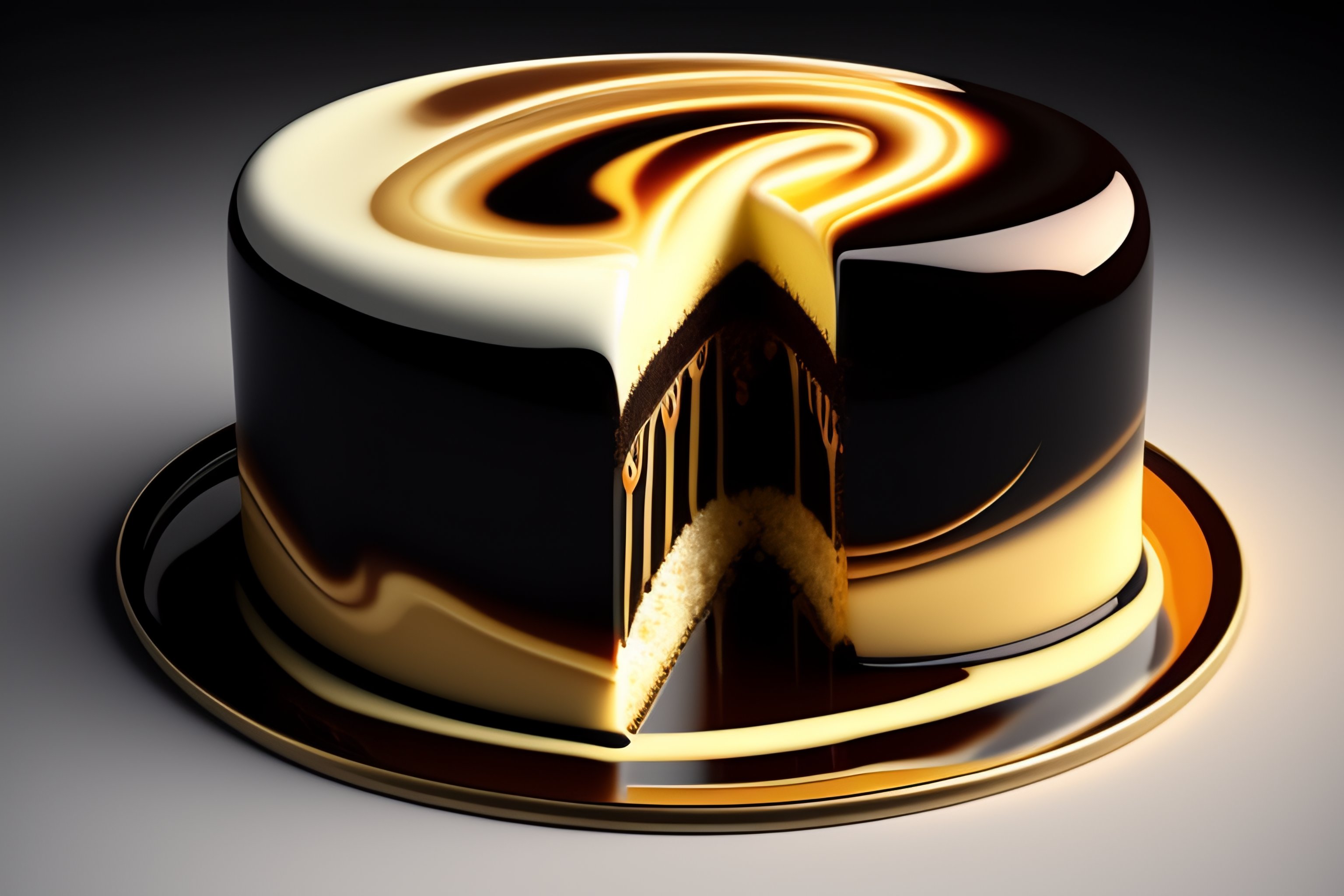 Lexica - 3d black and Dessert Cream abstract optical illusion design