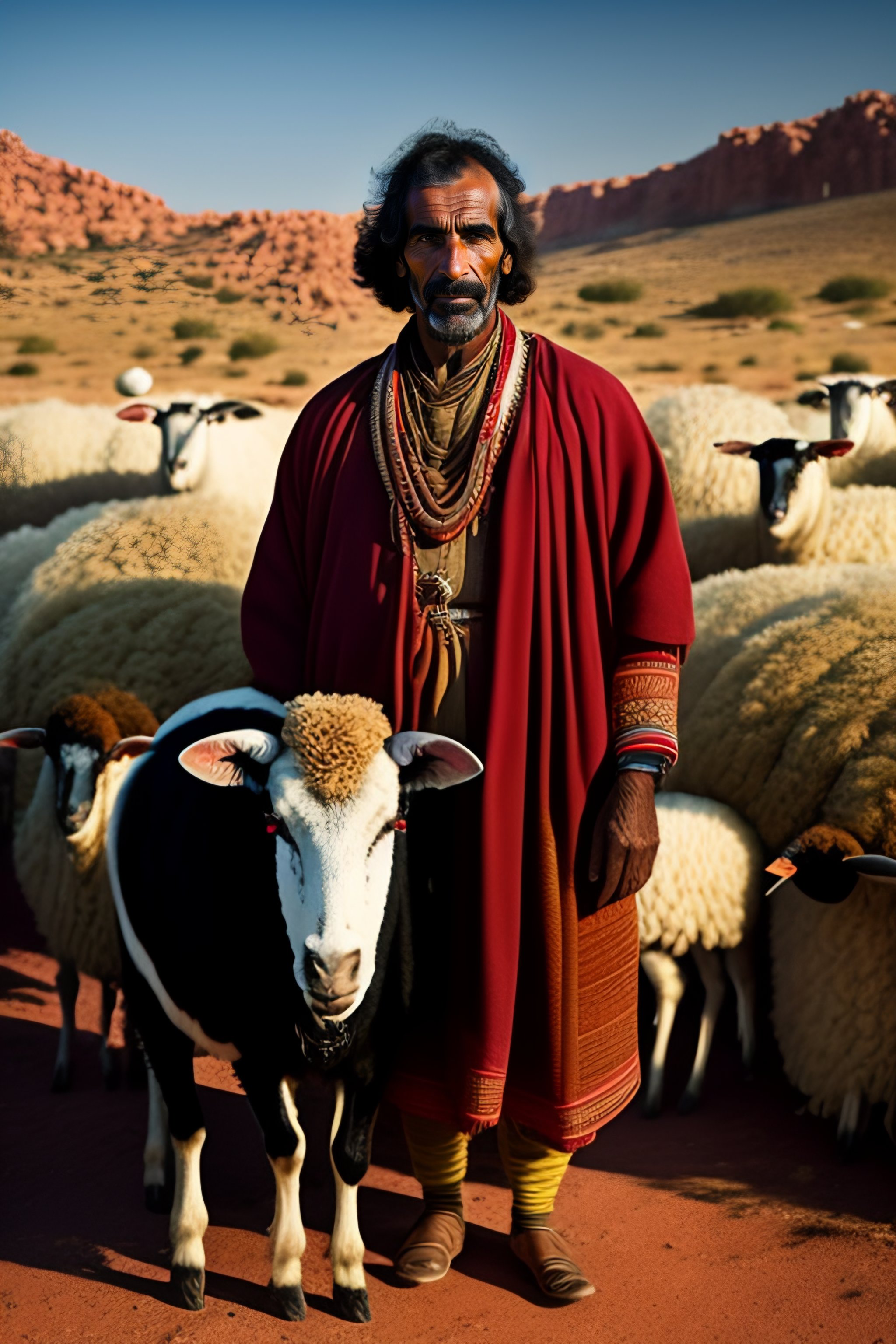 Lexica - Portrait of a typical Sardinian from Neoneli with Sheep’s