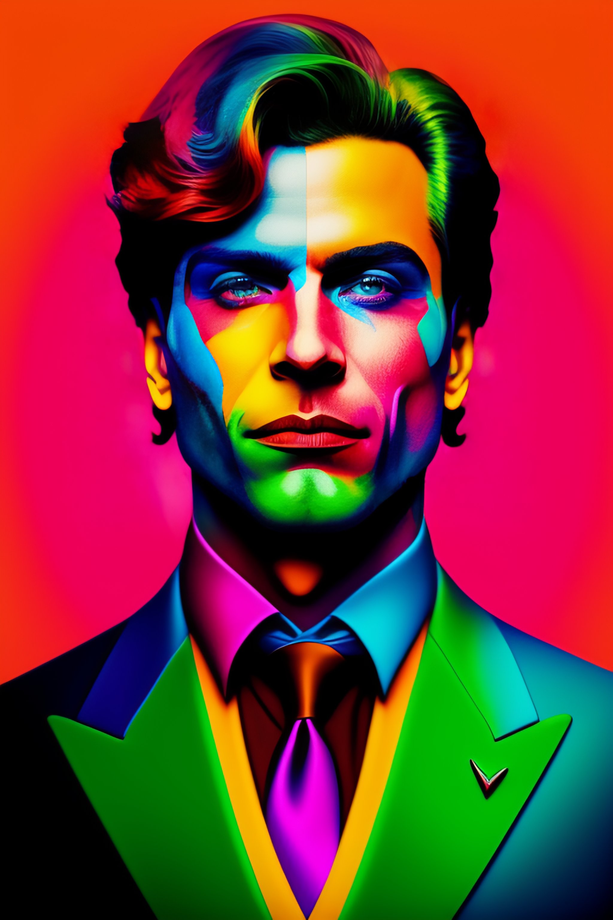 Lexica - Colorful portrait of a scaey psychopath jocker, symmetric ...