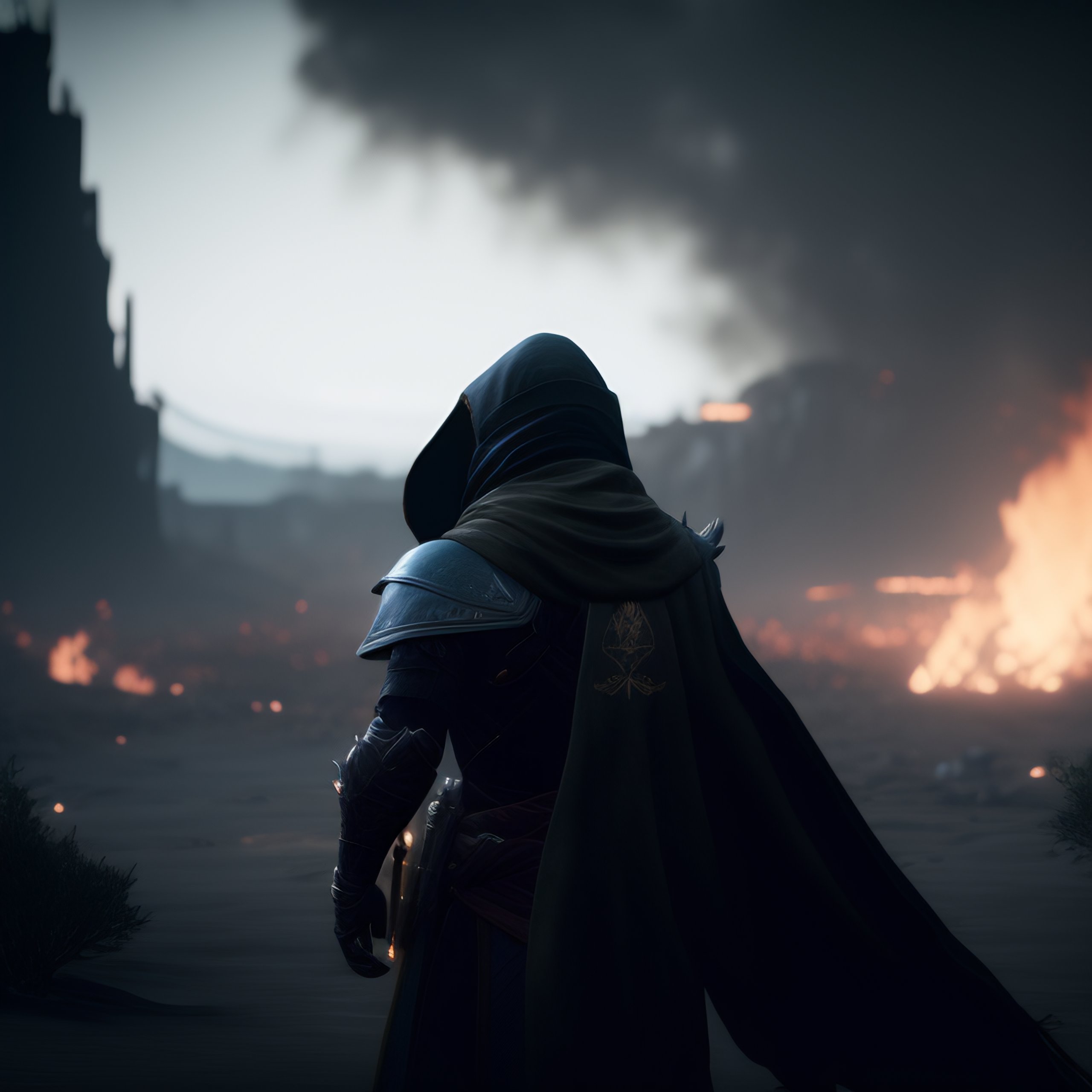 Lexica - Hand dwrawing of a destiny 2 character at midnight. in a ...