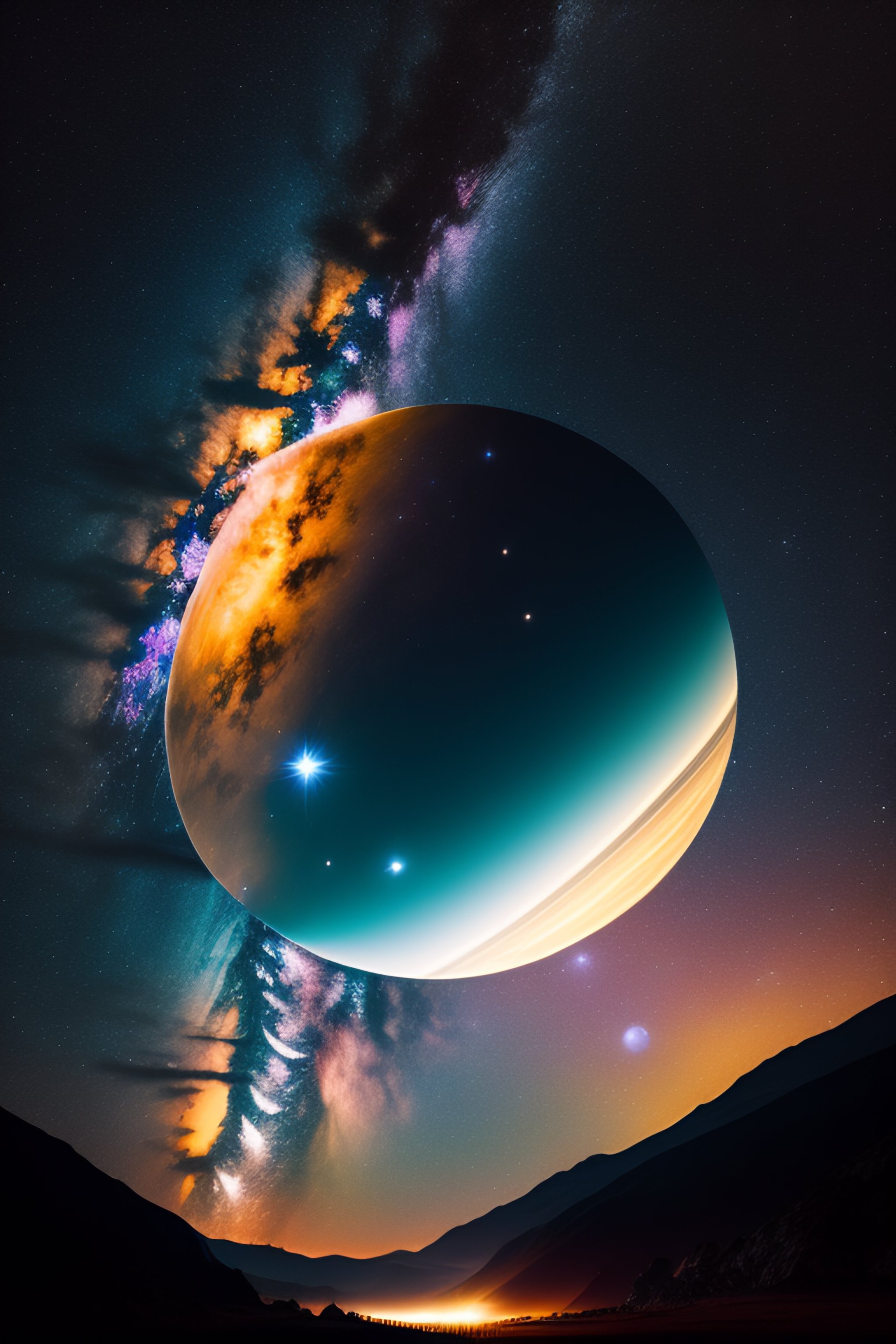 Lexica - Portrait of space and earth with stars and the Milky Way