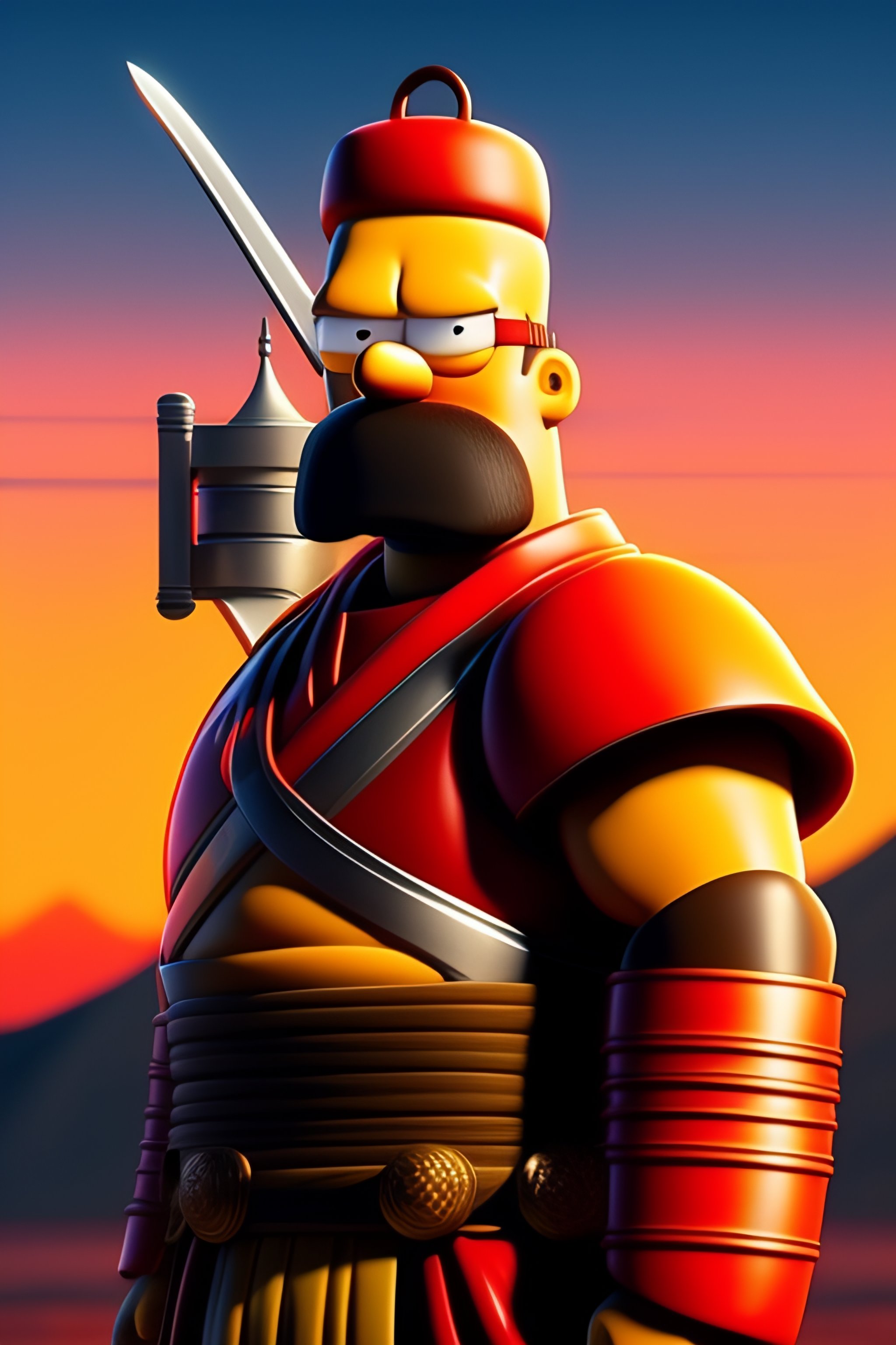 Lexica - Homer simpson samurai with katana