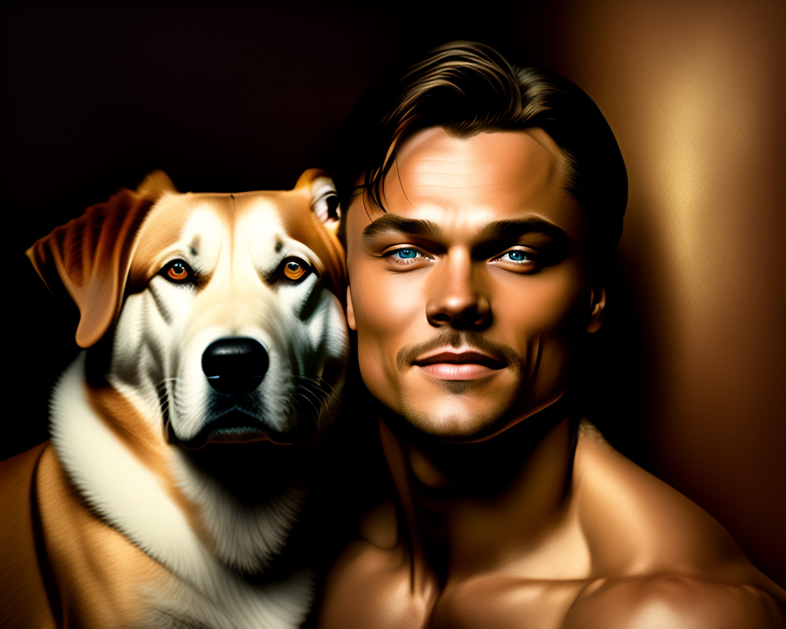 Lexica - Leonardo de caprio dancibg with dogs relaistic photo studio ...