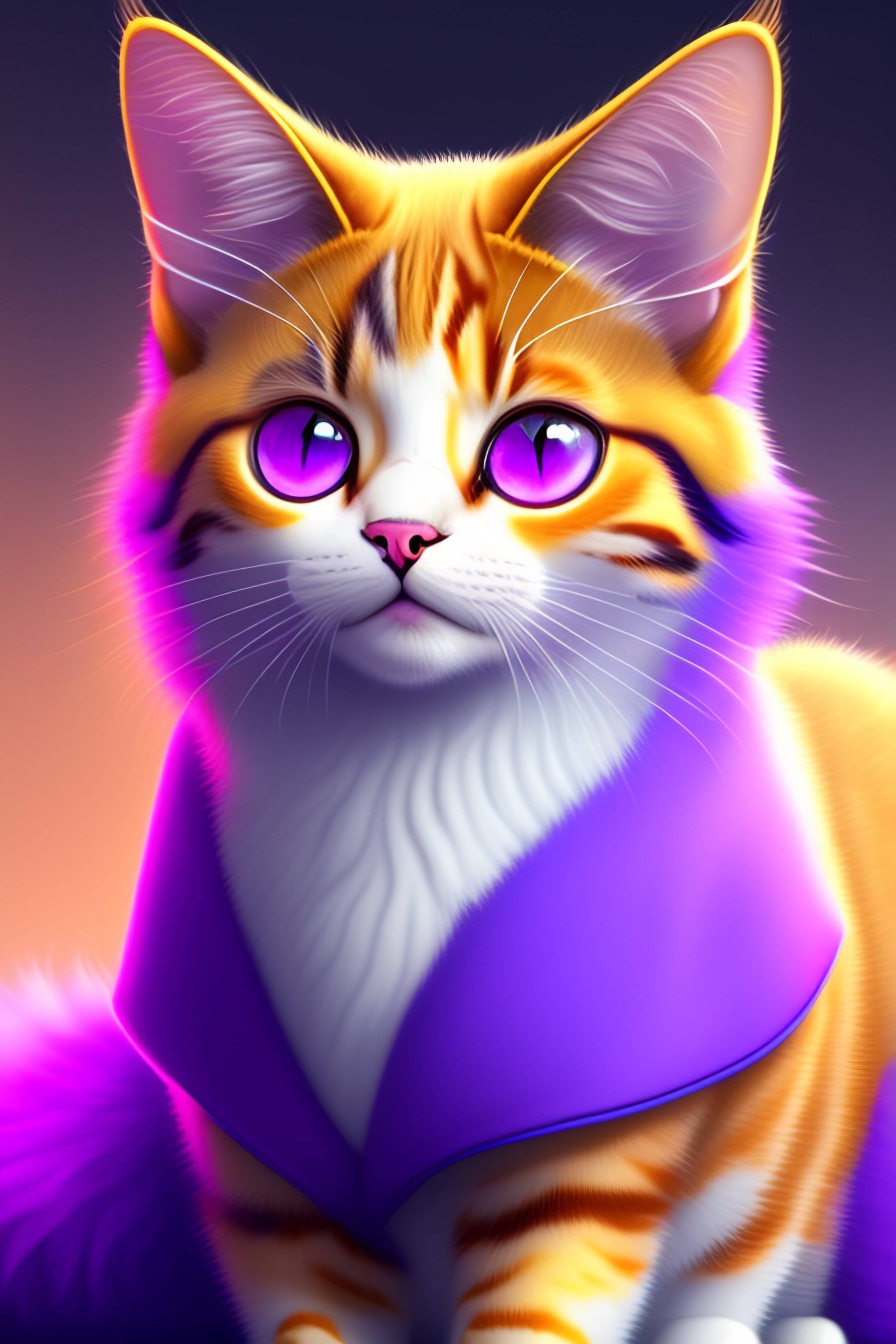 Lexica - A cat fursona with fluffy lavender and yellow fur digital art ...