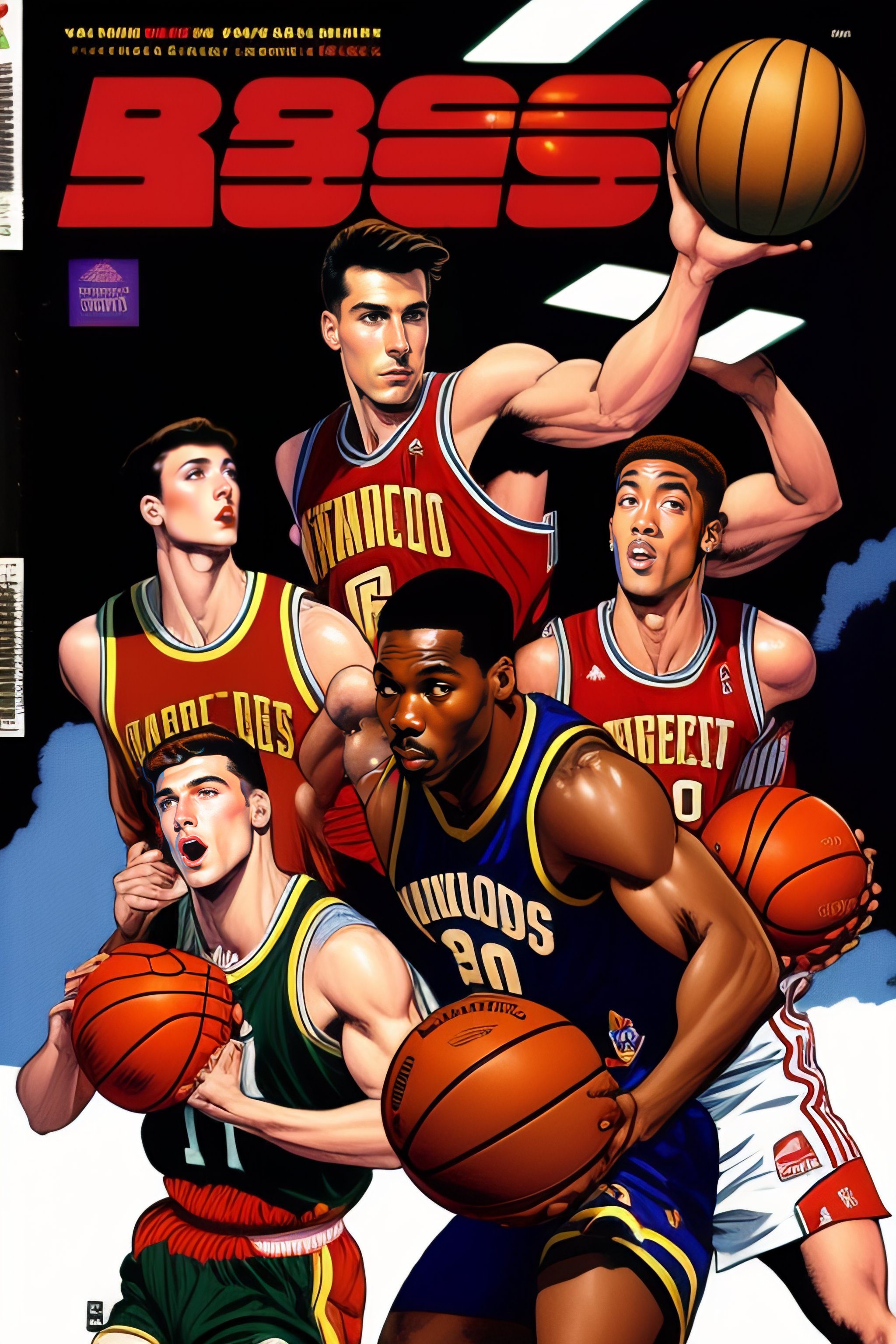 Lexica - 90s magazine comic art of a group of friends playing ...