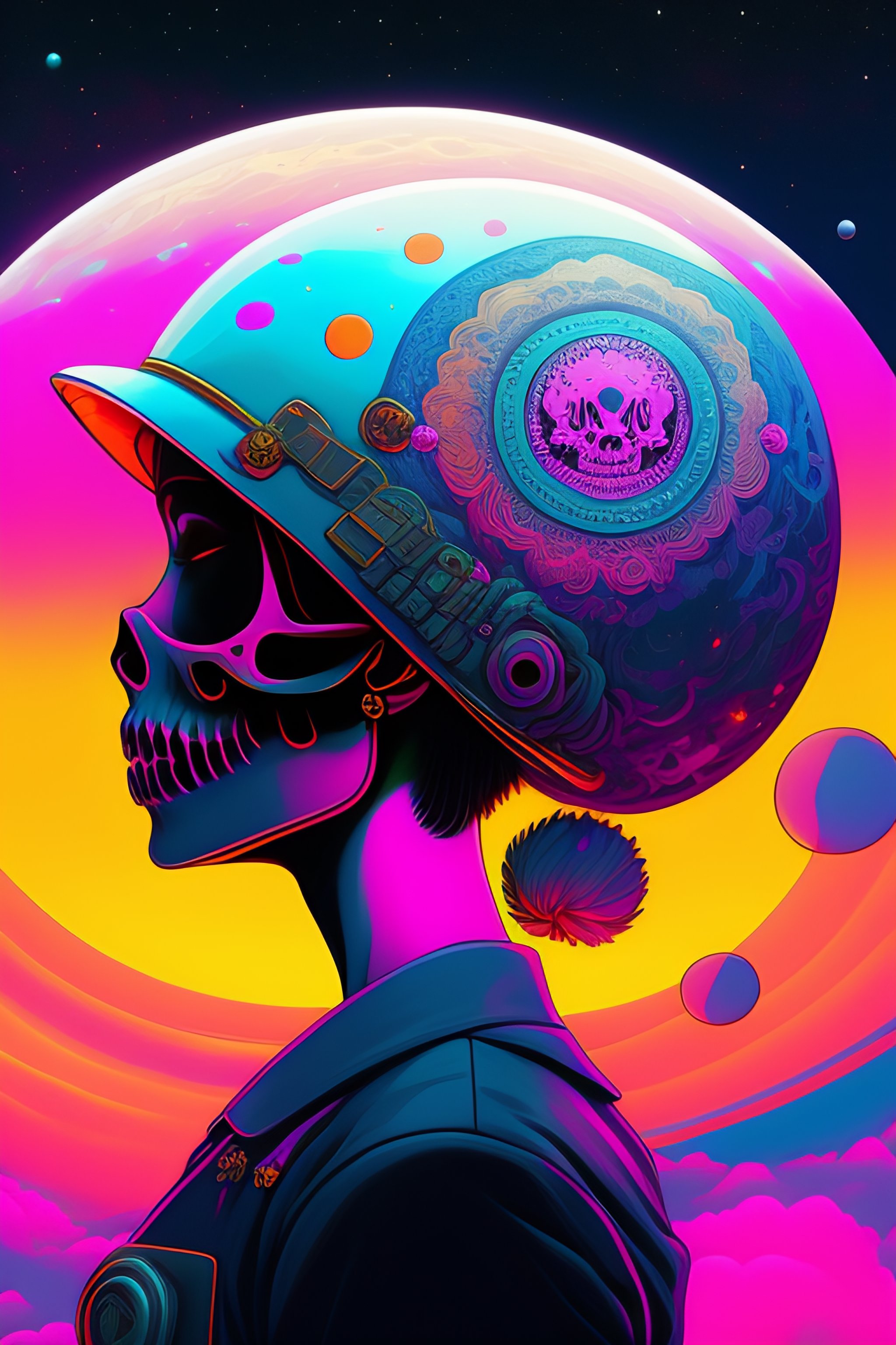 Lexica - Surrealism art 80's of skull that contains the galaxy with ...