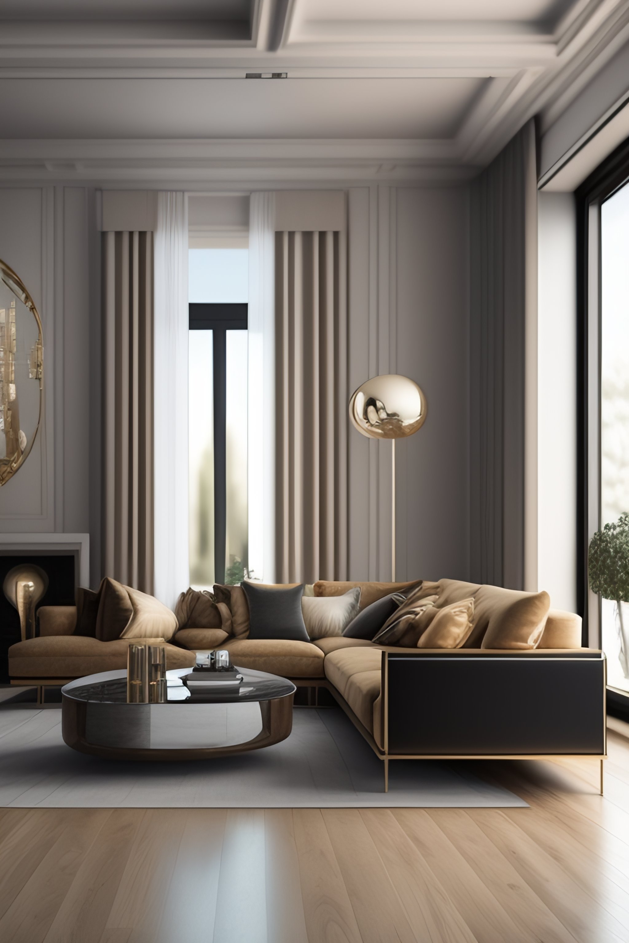 Lexica - A detalied 3d render of a beige contemporary living room, by ...