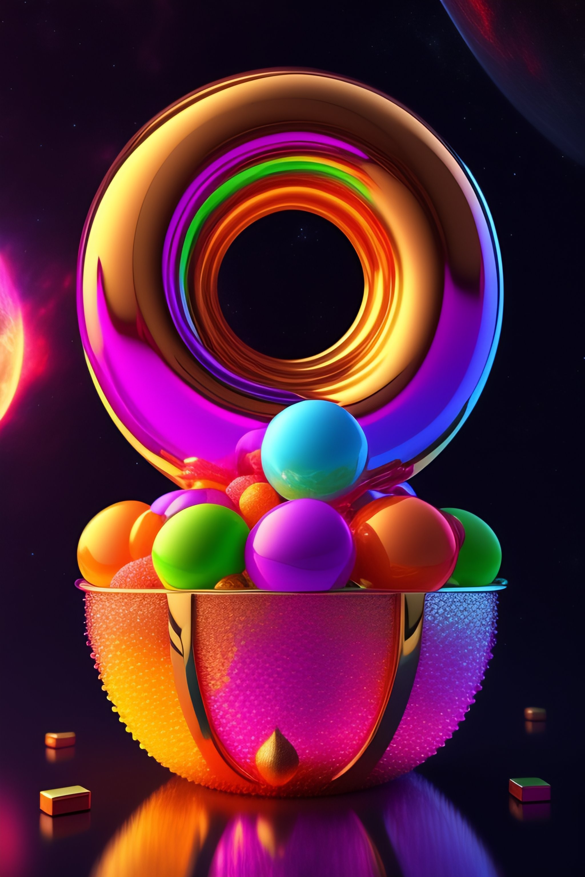 Lexica - Palace of candy in space 8K render octane high definition cgsociety, photorealistic