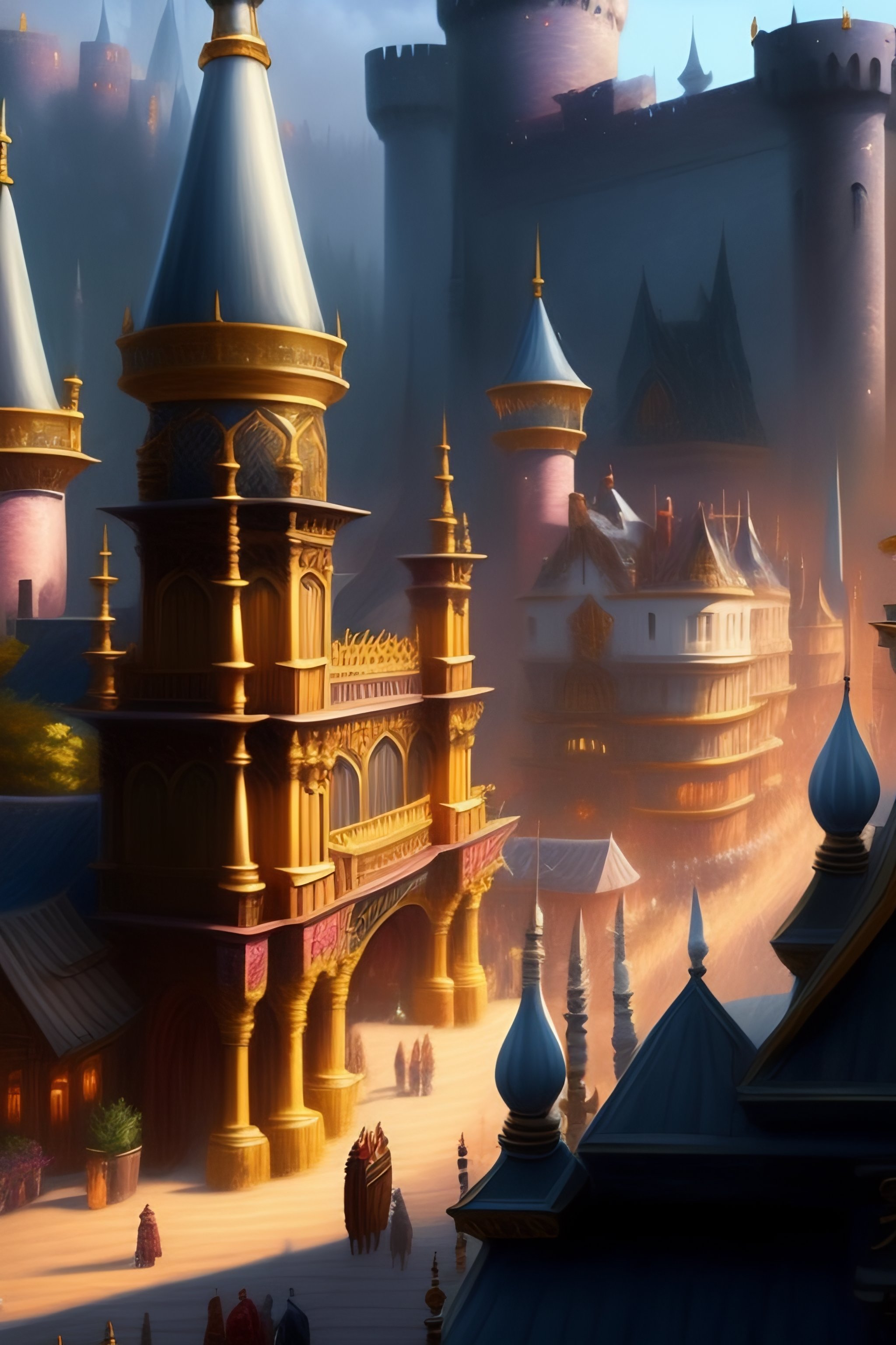 Lexica - Elegant fantasy capital city, in the foreground sprawling ...