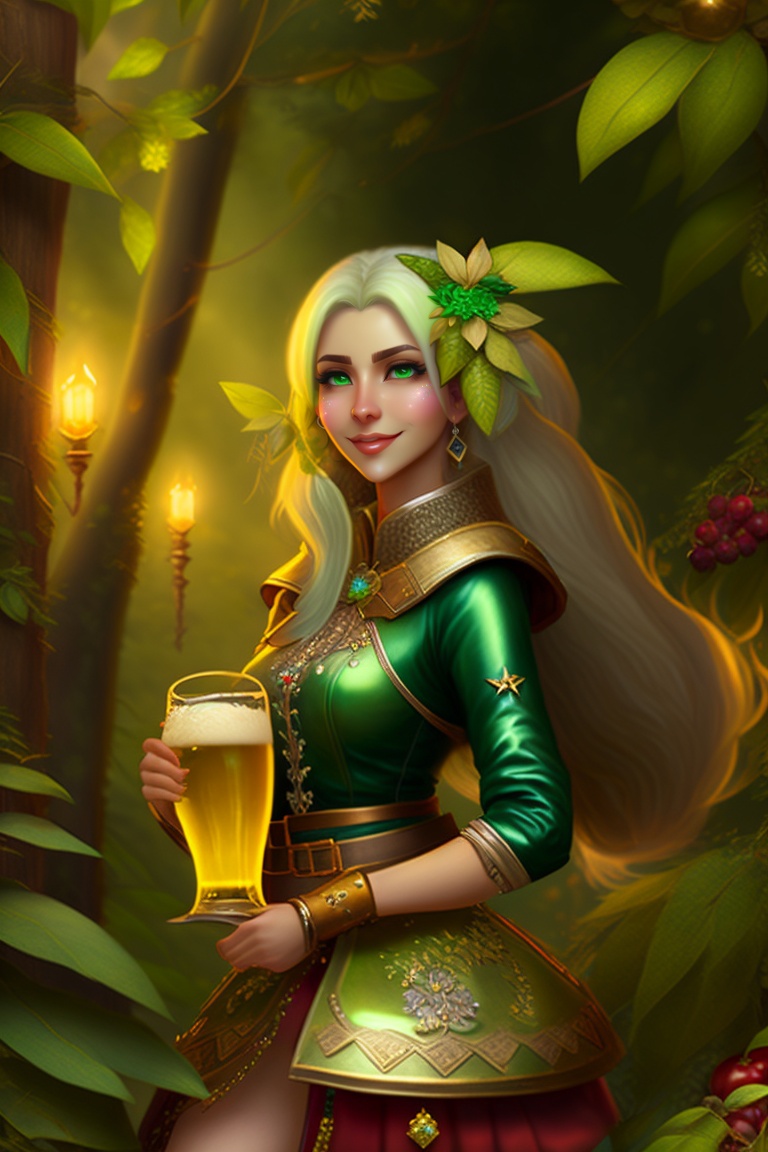 Lexica - The drunken elf wears bright green hair, bouffant and tangled ...