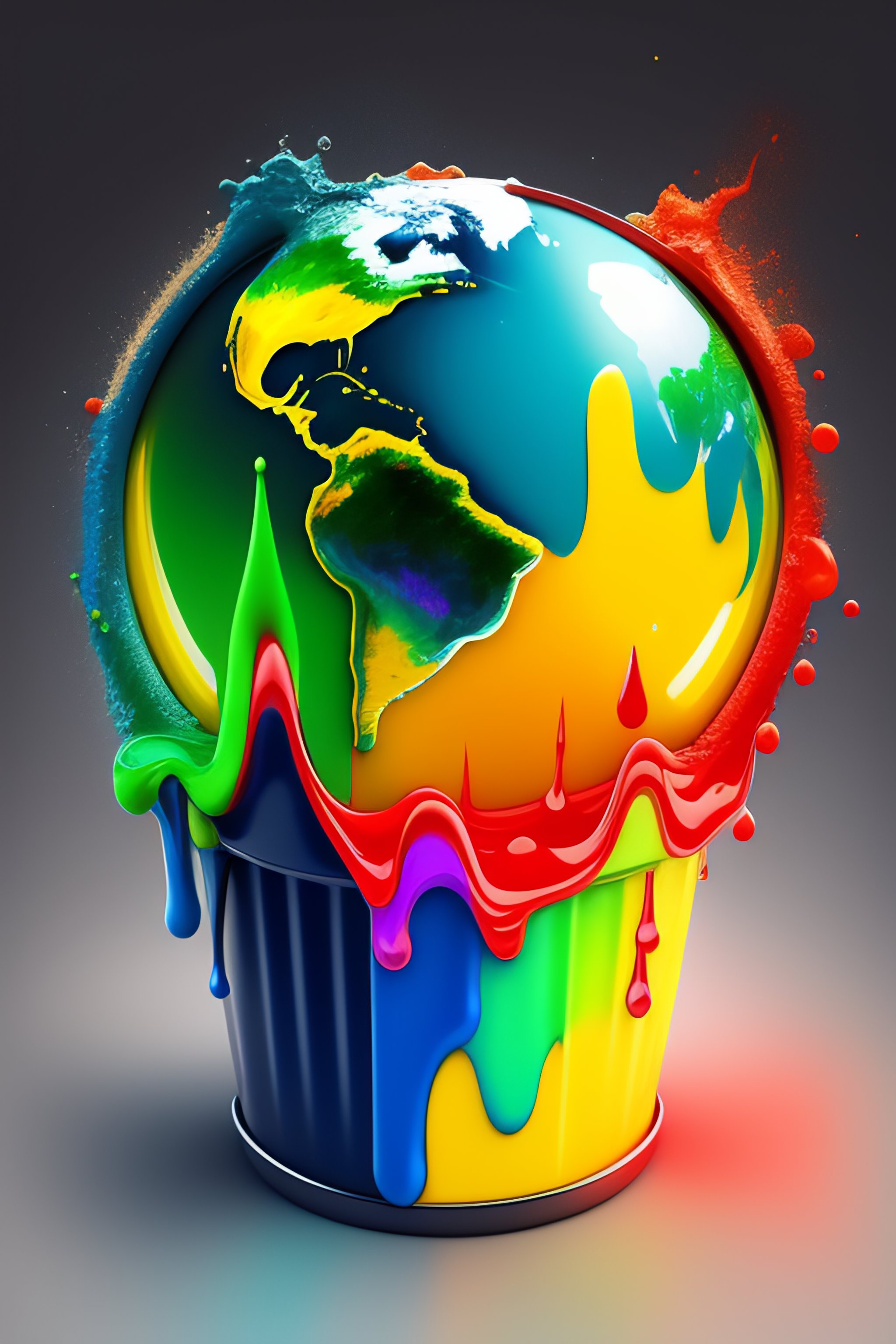 Lexica - Paint bucket pouring paint on top of planet earth vector logo ...