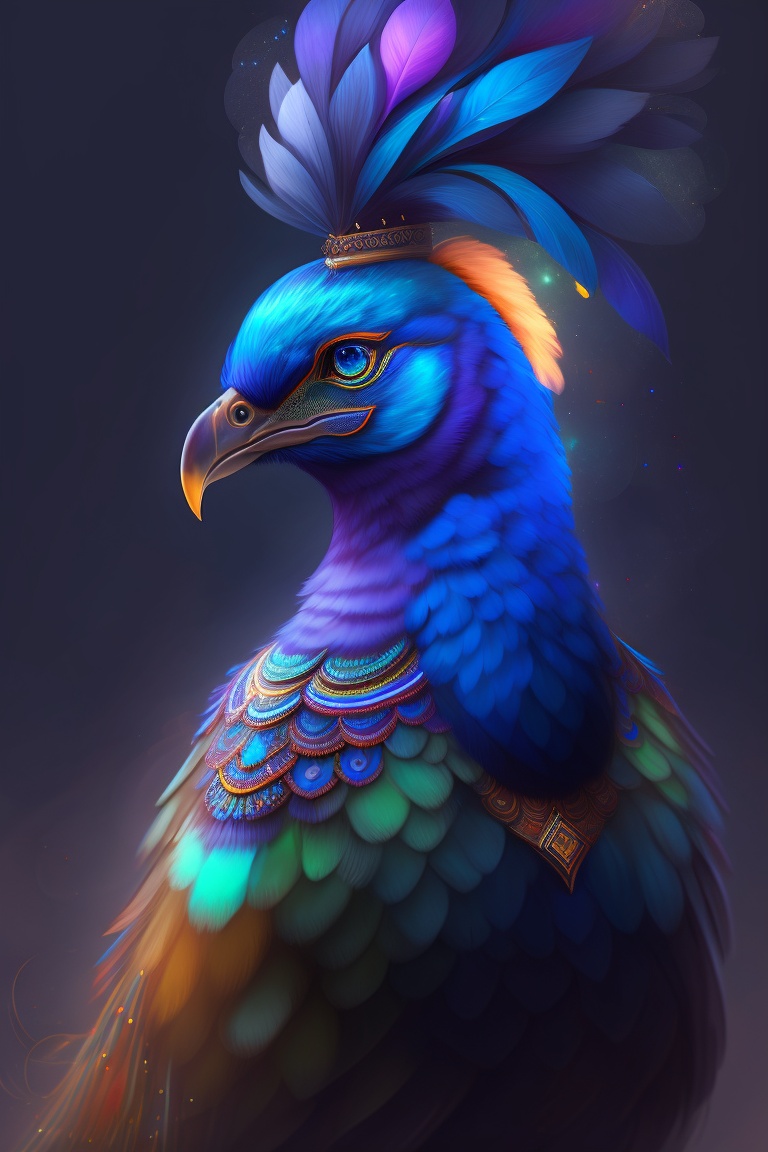 Lexica - A digital painting of a peacock deity of the stars. fantasy ...