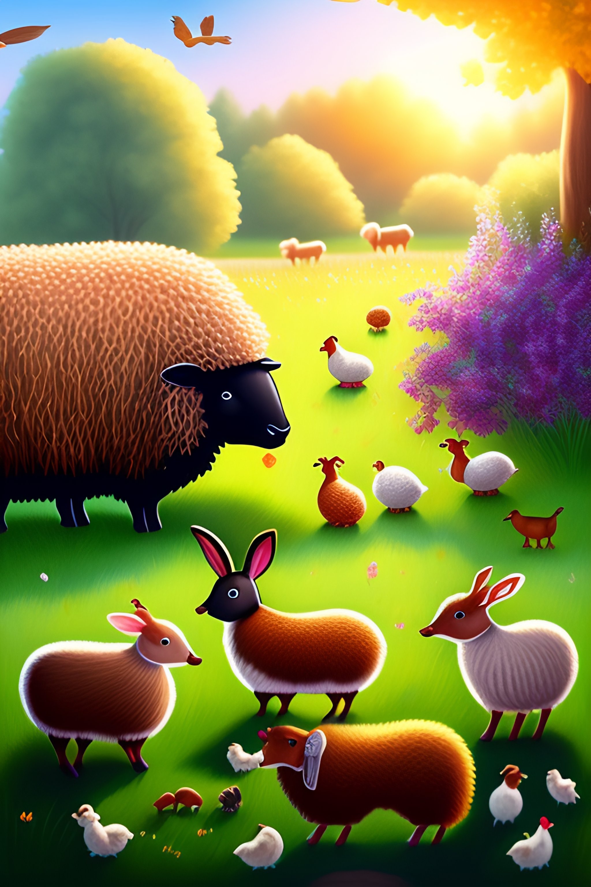 Lexica - A group of animal friends are having a picnic in a sunny ...