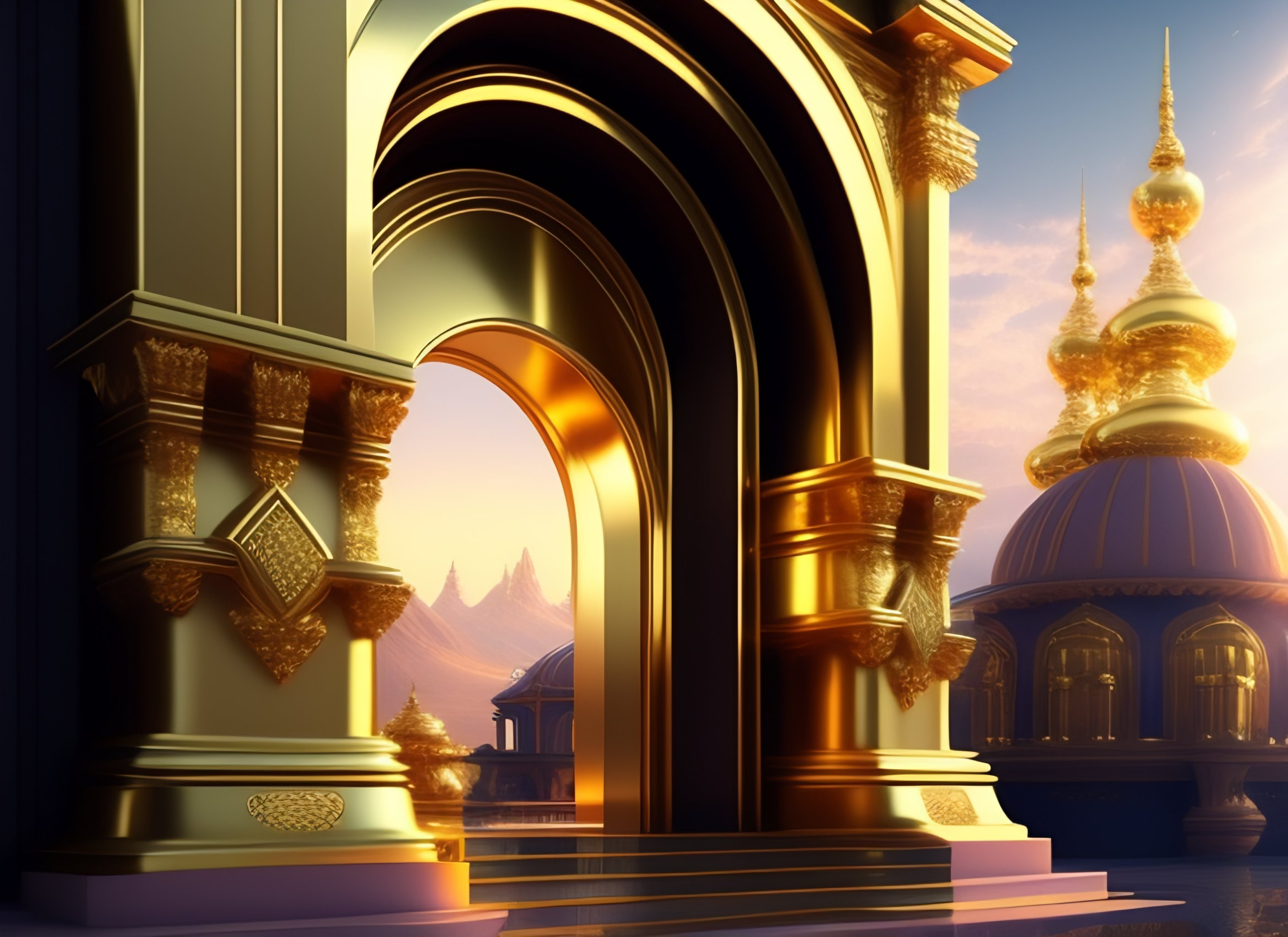 Lexica - Stunning detailed golden gateway to another dimension ...