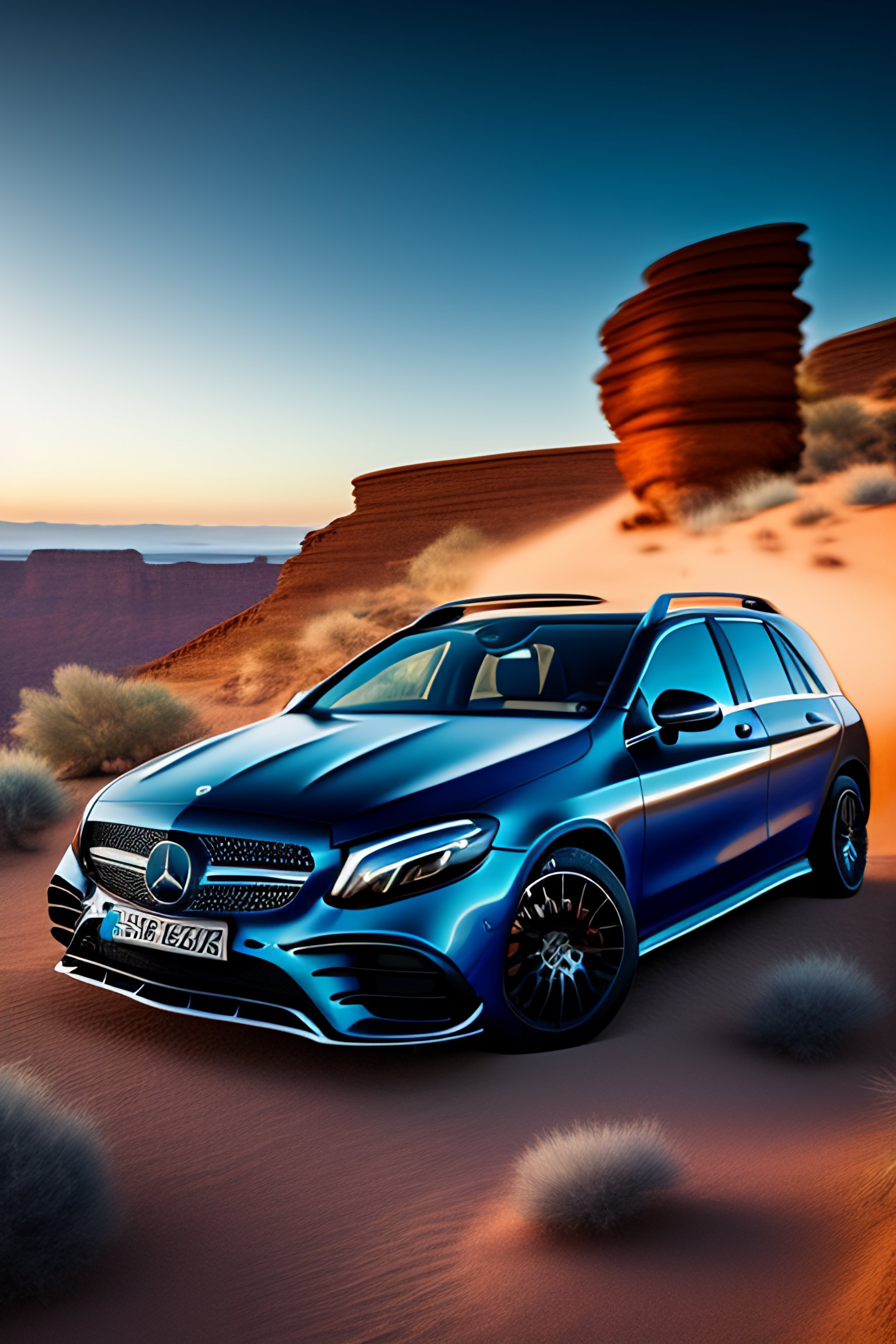 Lexica - Mercedes azul clase c 200 Amg desierto