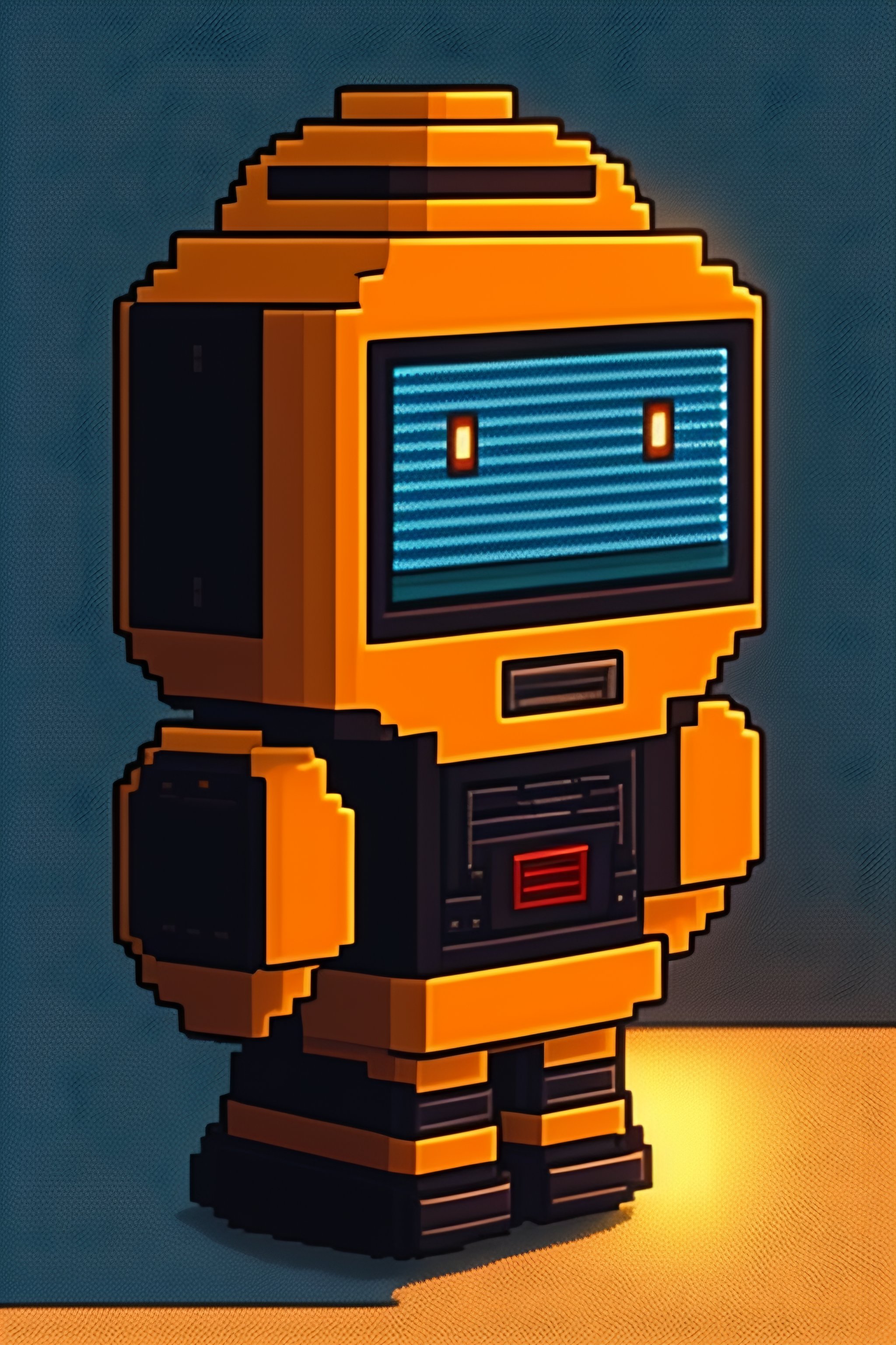 Lexica - 8-bit pixel art of robot, facing directly forward, cozy indoor ...