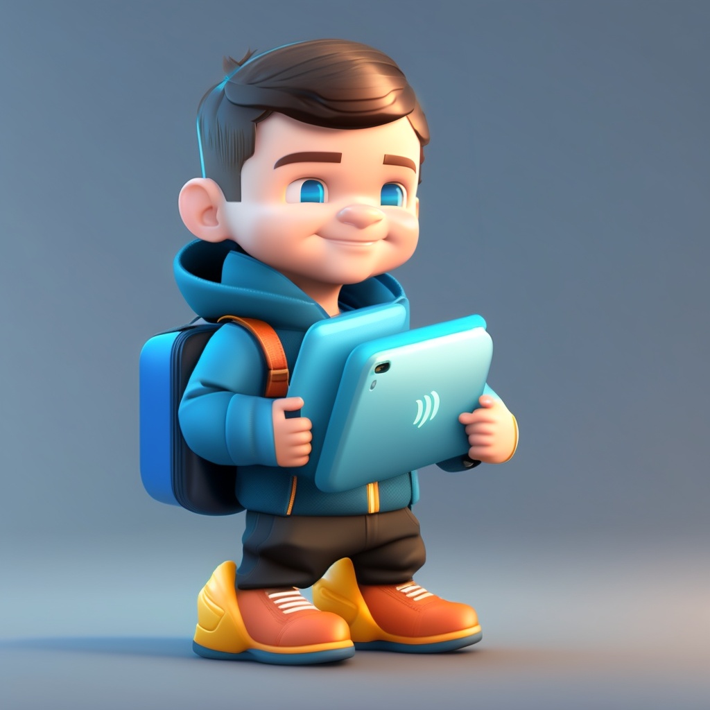 Lexica - A 3d boy character,happy , tech ,boy learning java script ...