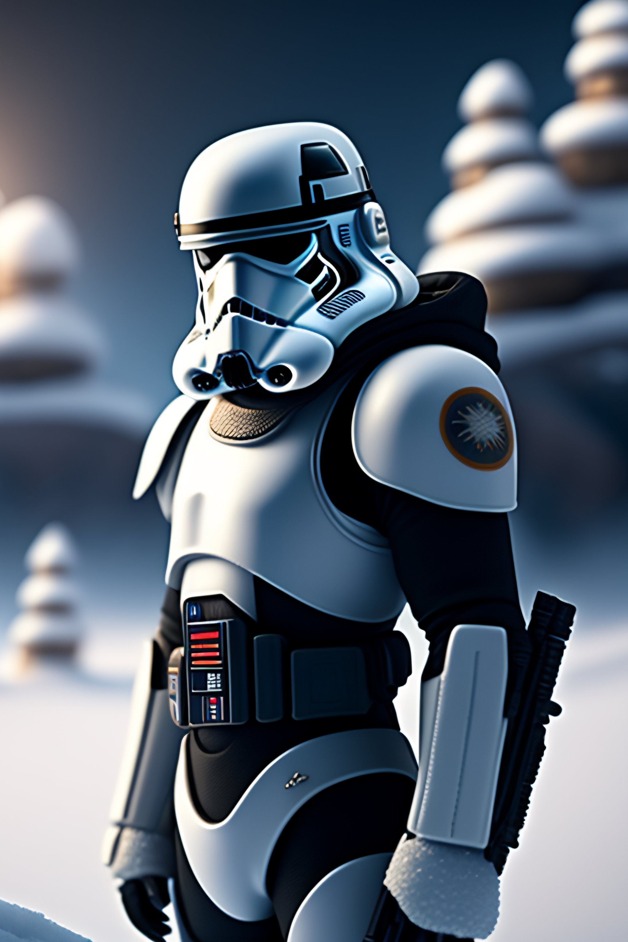 Lexica - Star Wars Snowtrooper, snowy landscape , futuristic details ...