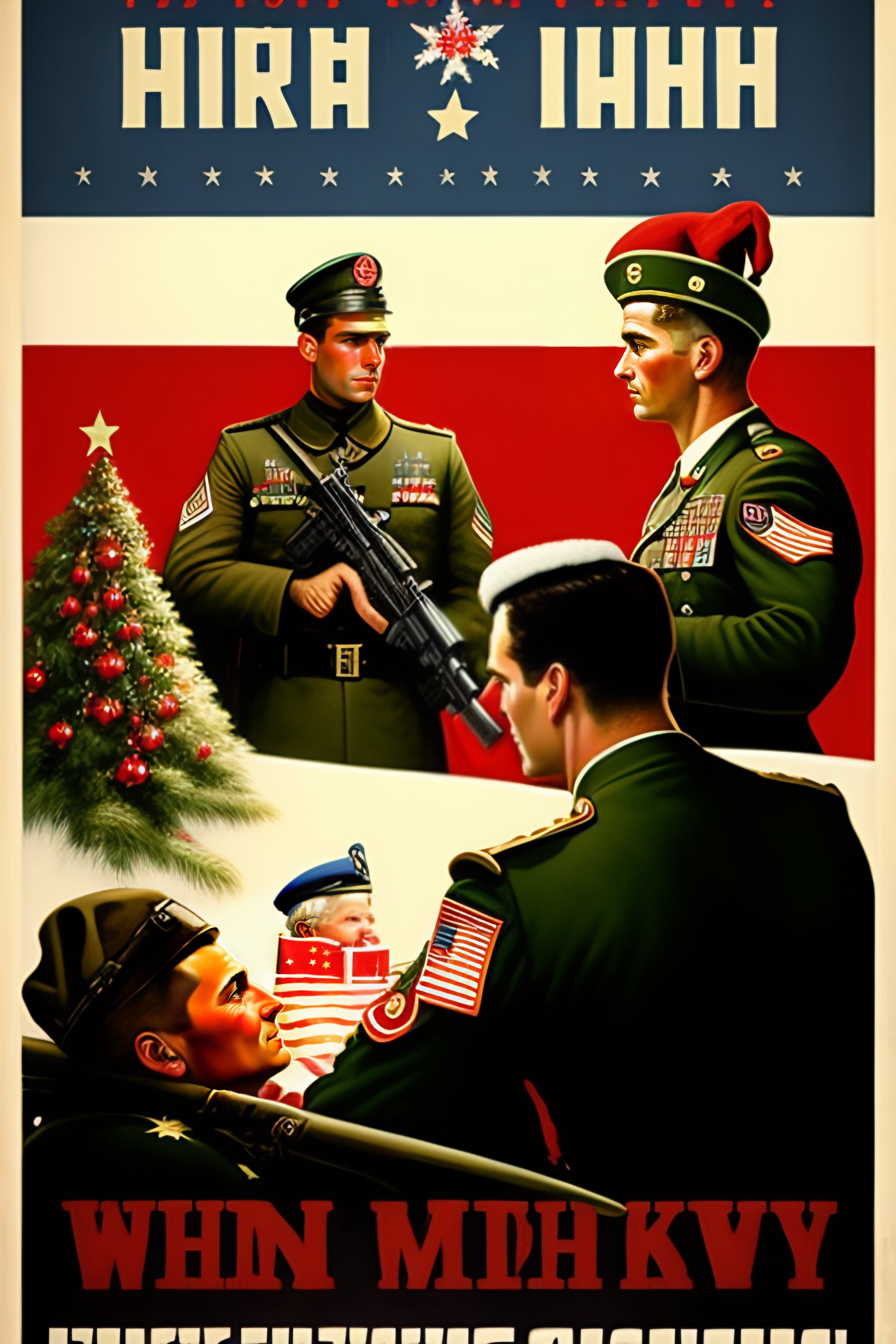 Lexica - Us soldiers celebrating chritmas day,with Santa Claus hats and ...