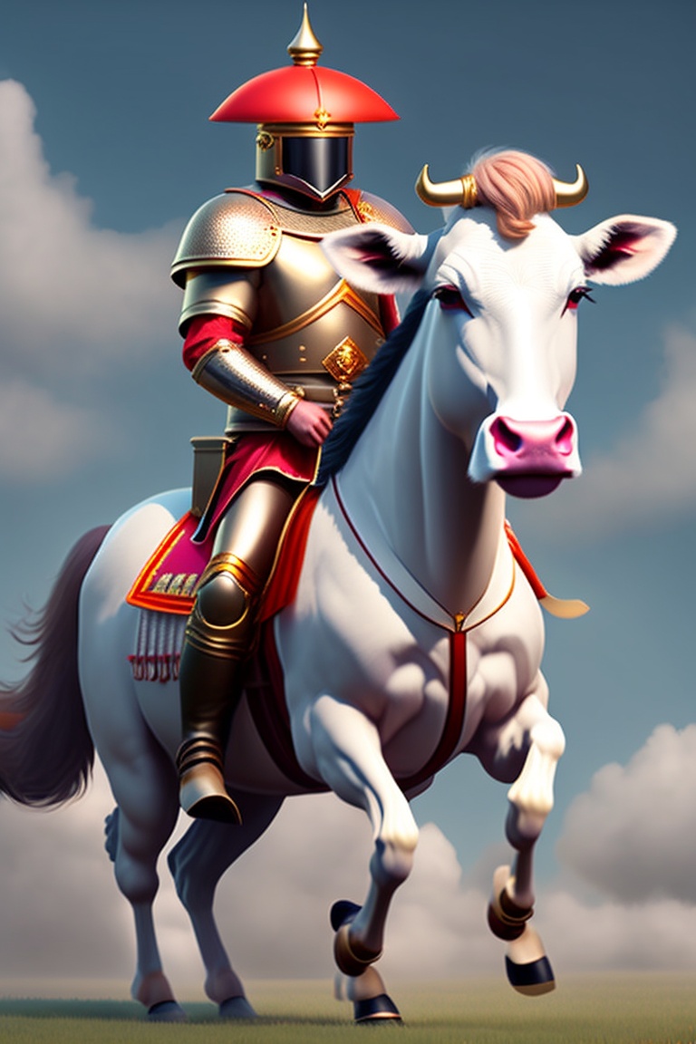Lexica - Knight riding cow
