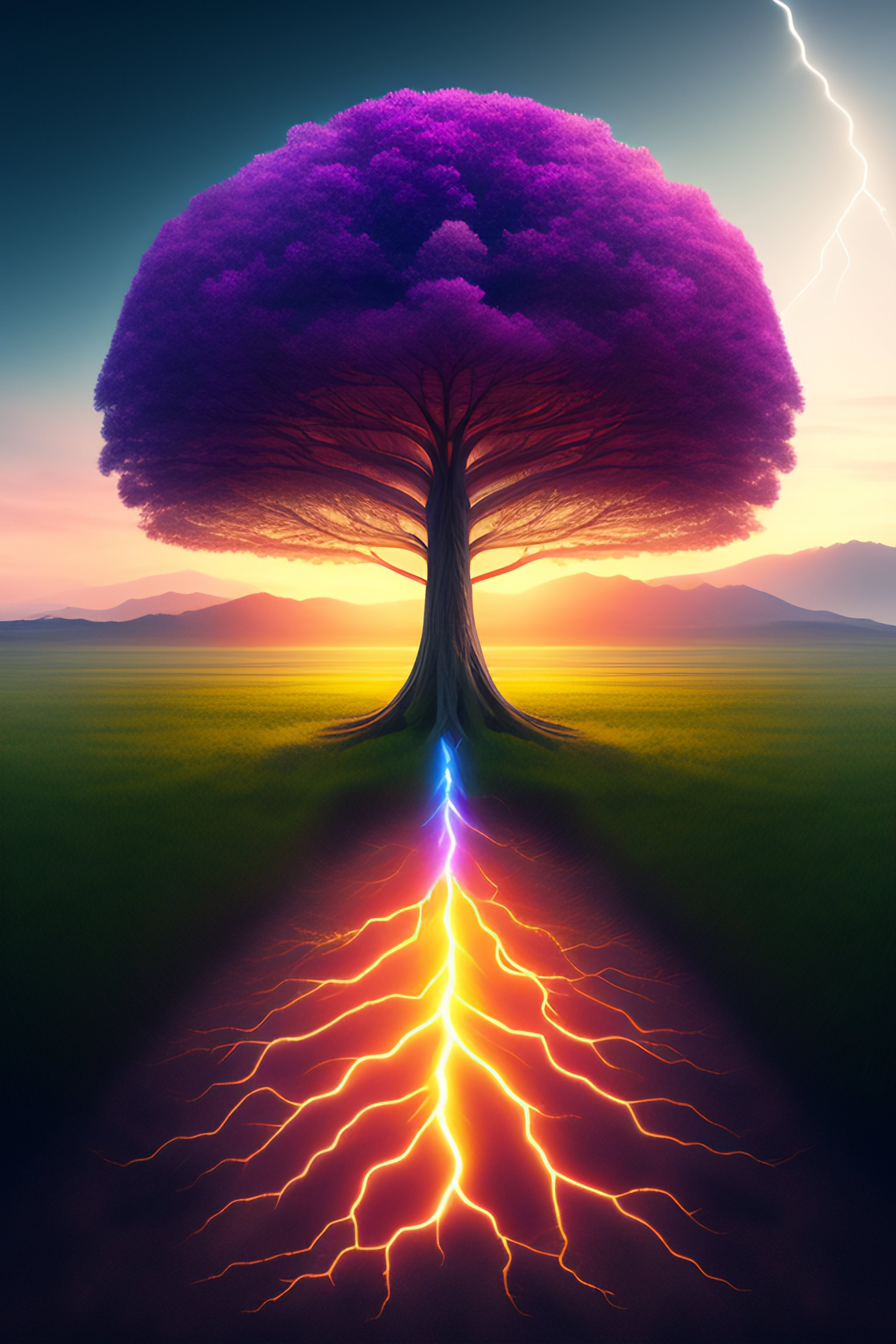 Lexica - Healthy power lightning tree roots heart fungi connected network