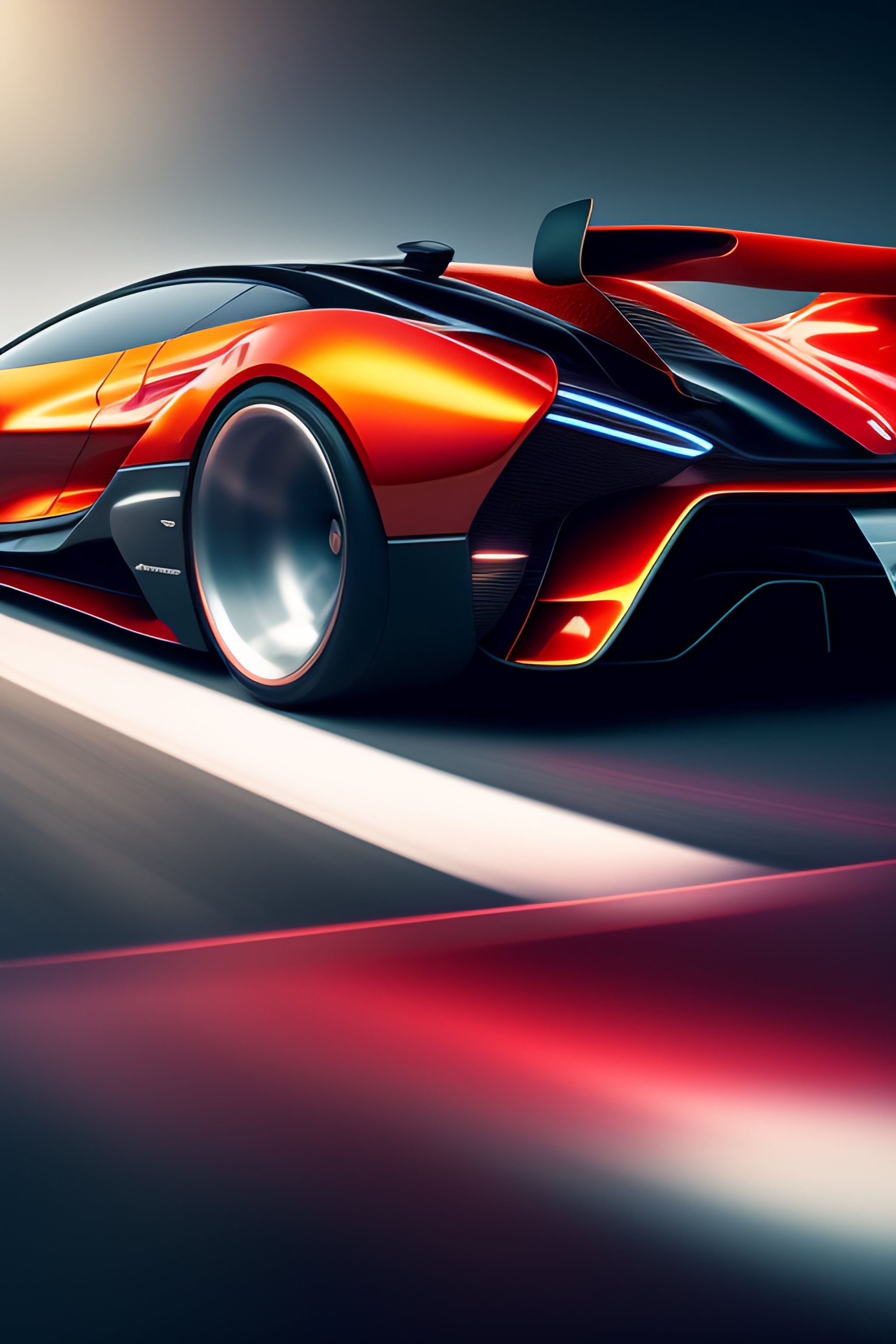 Lexica - Concept hypercar with spoiler car reveal driving