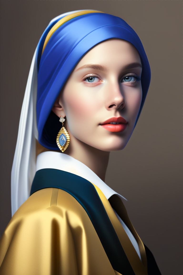 Lexica - Girl with pearl earring painting by Vermeer, in the style of ...