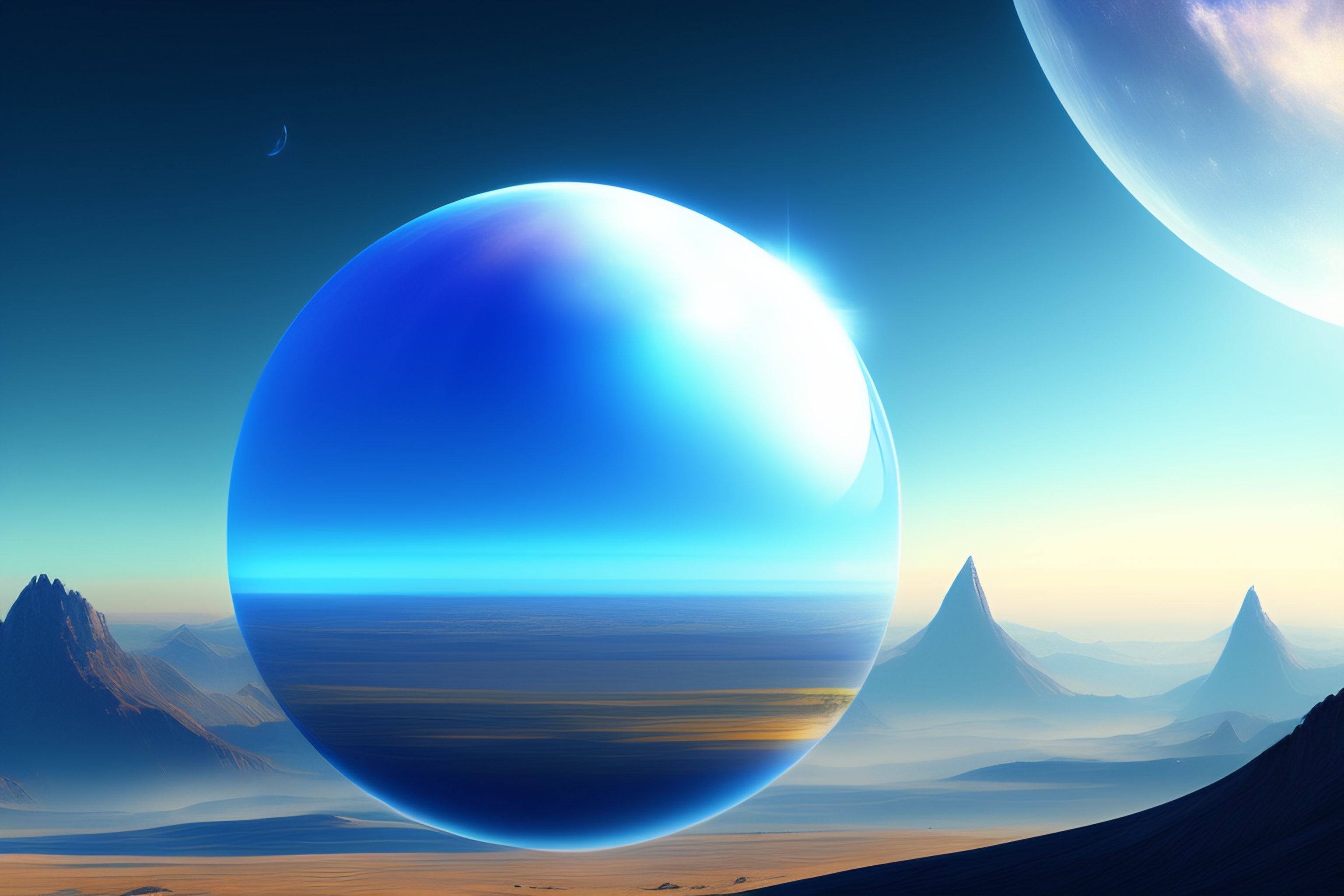 Lexica - Scifi digital art wallpaper deviantart blue translucent orb in ...