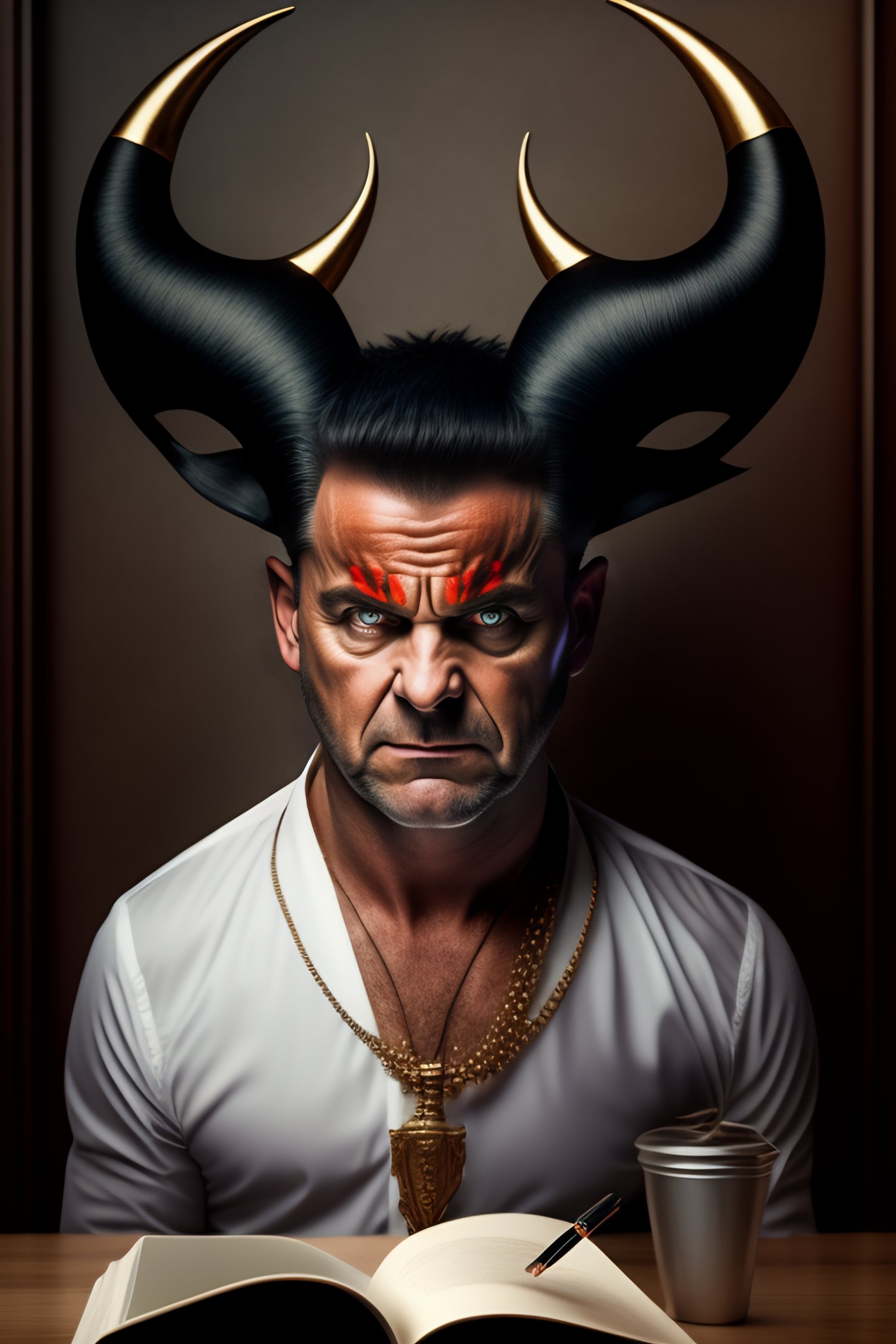 Lexica - Photo of demonic middle aged manager with devil horns in a ...