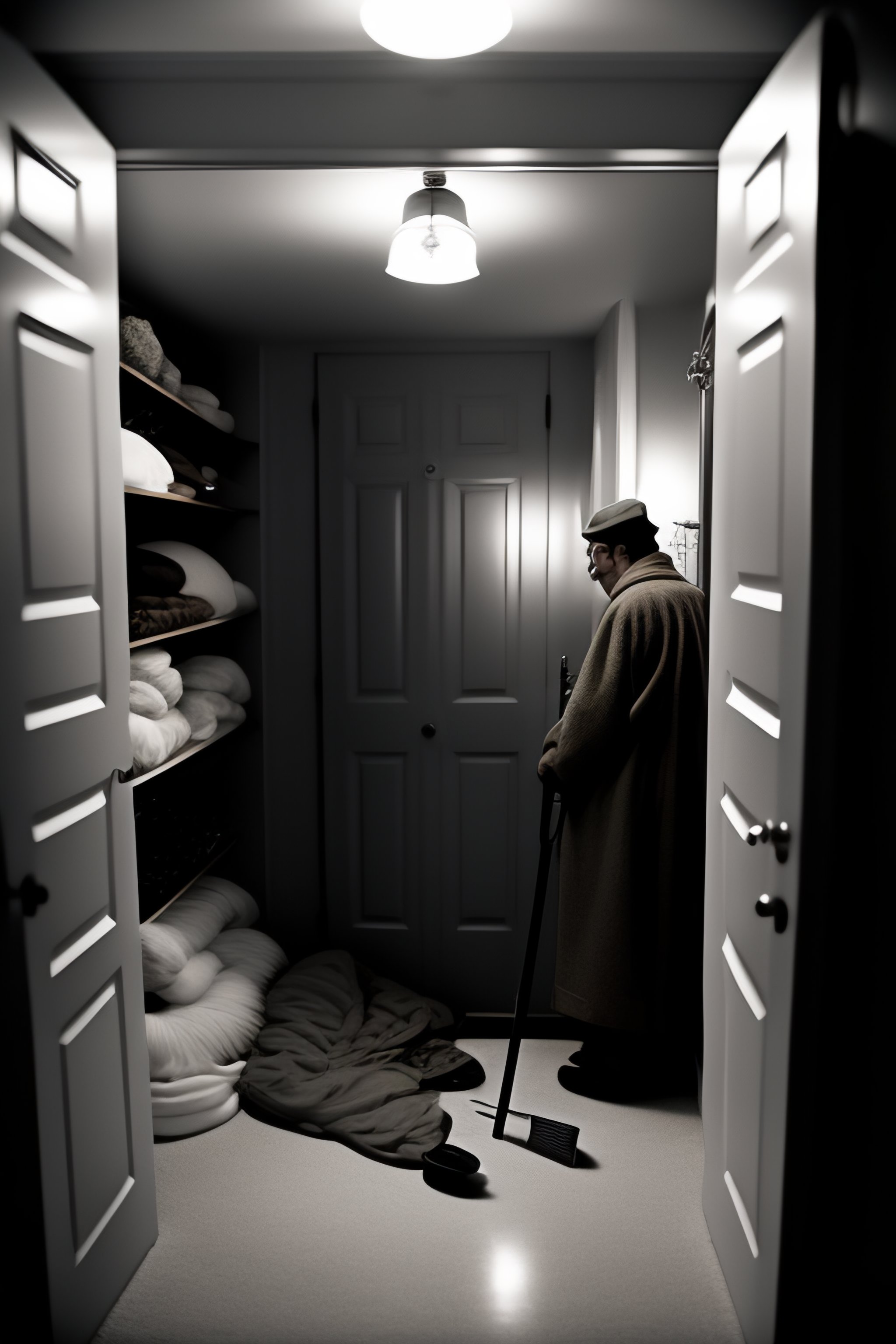 Lexica - Janitor asleep in closet 1970