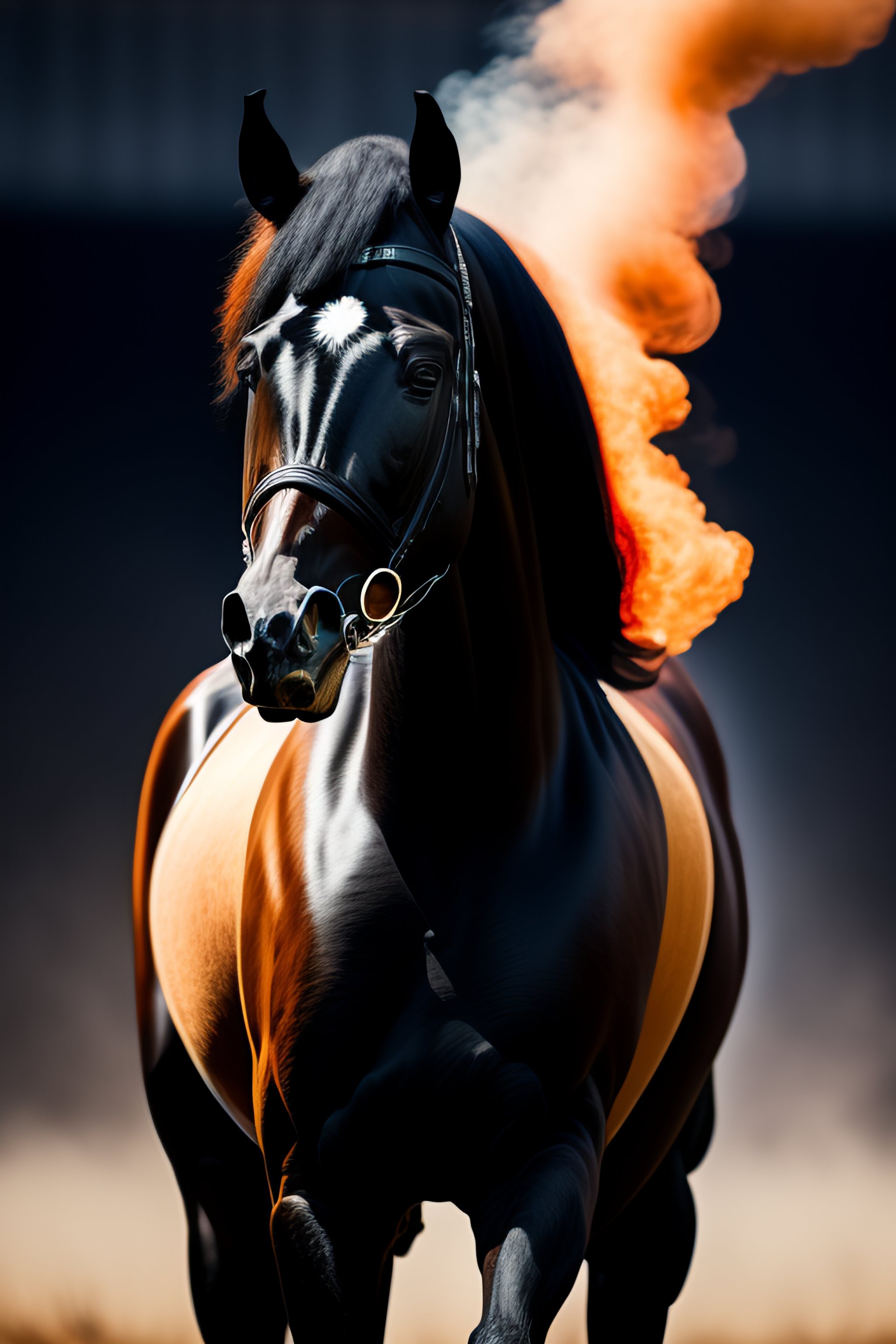 Lexica - Picture of a black horse with riot gear