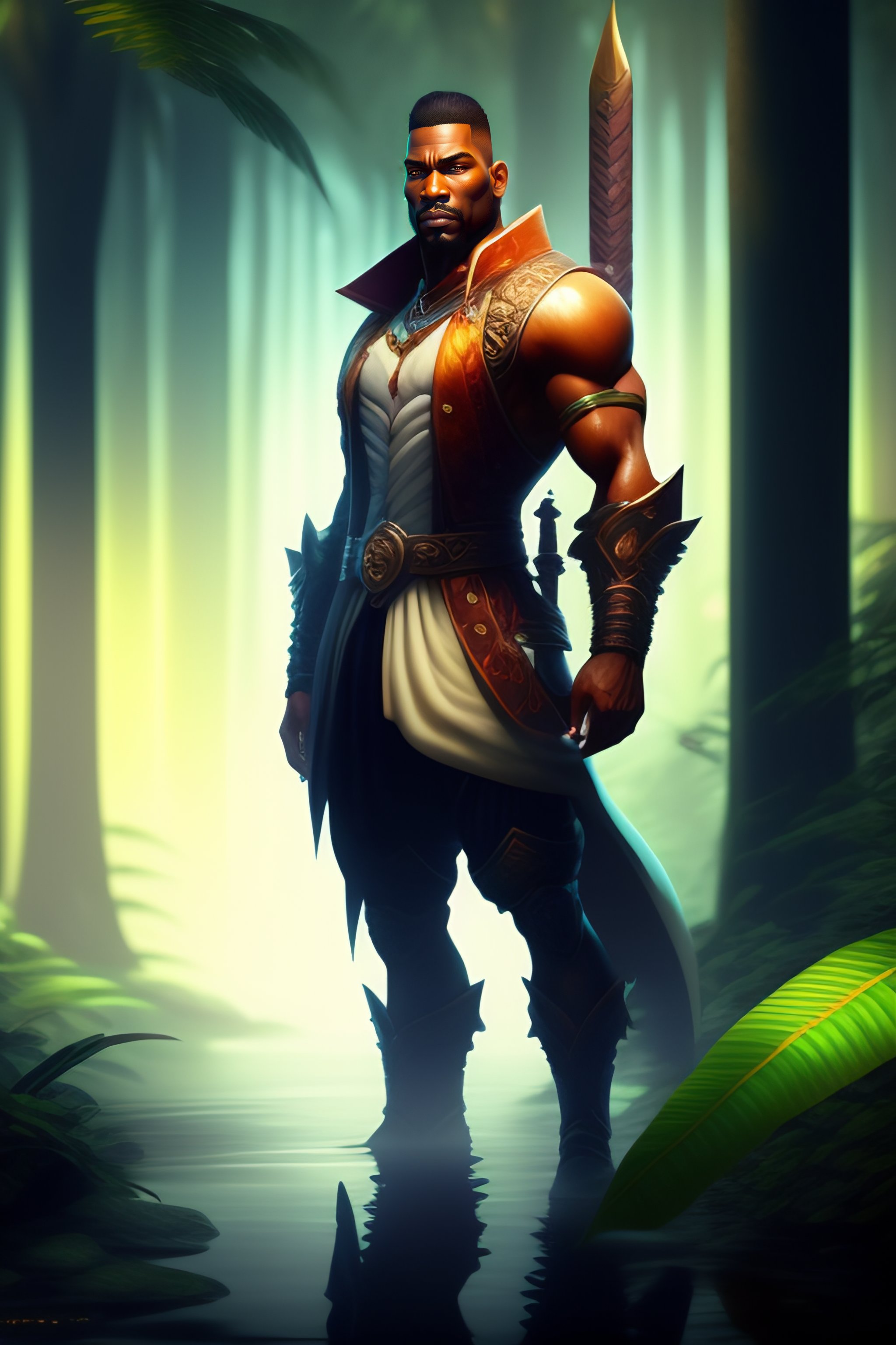 Lexica - Character art backgrund in jungle