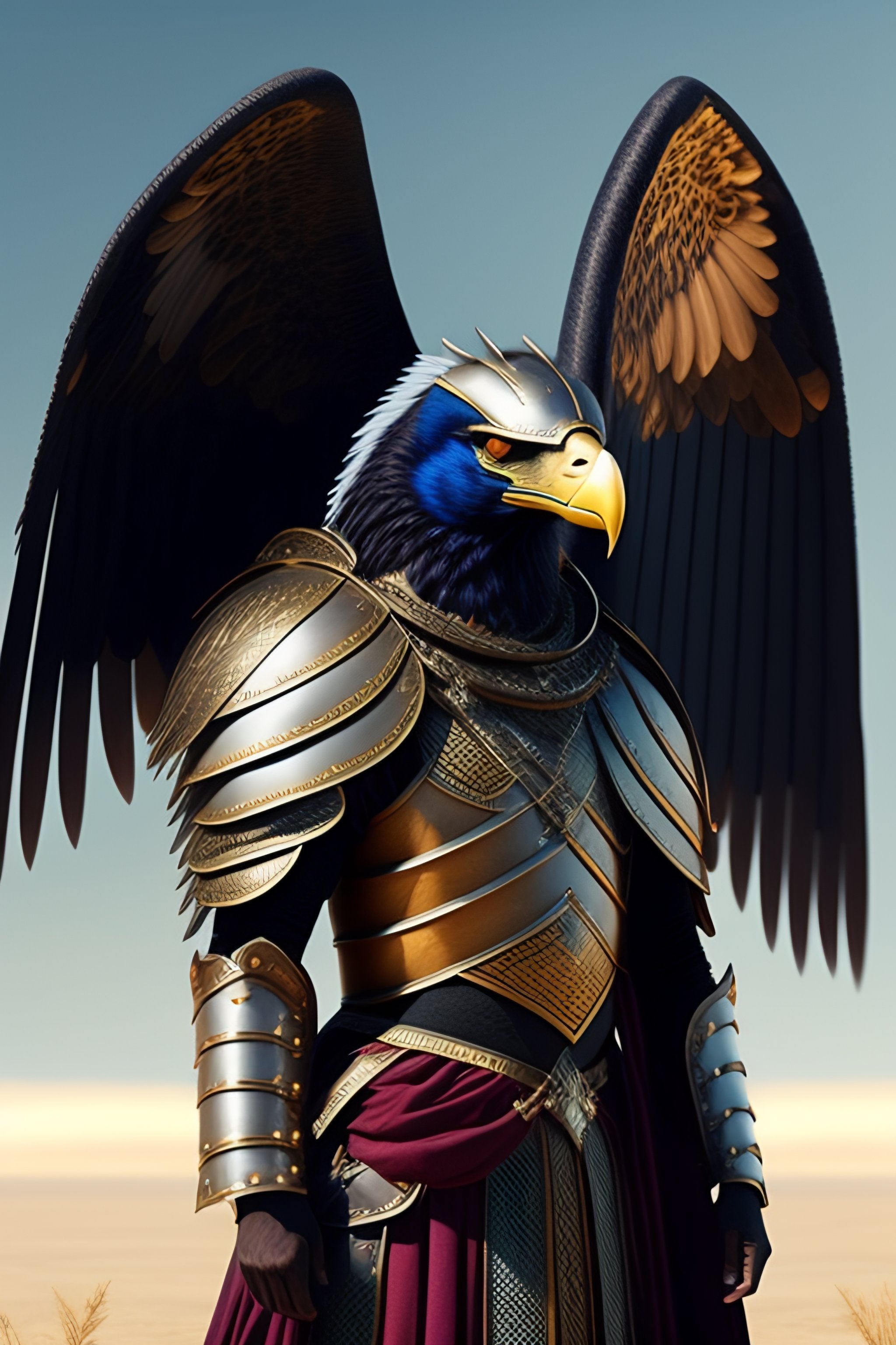Lexica - Mysterious minimalist eagle armor medieval art