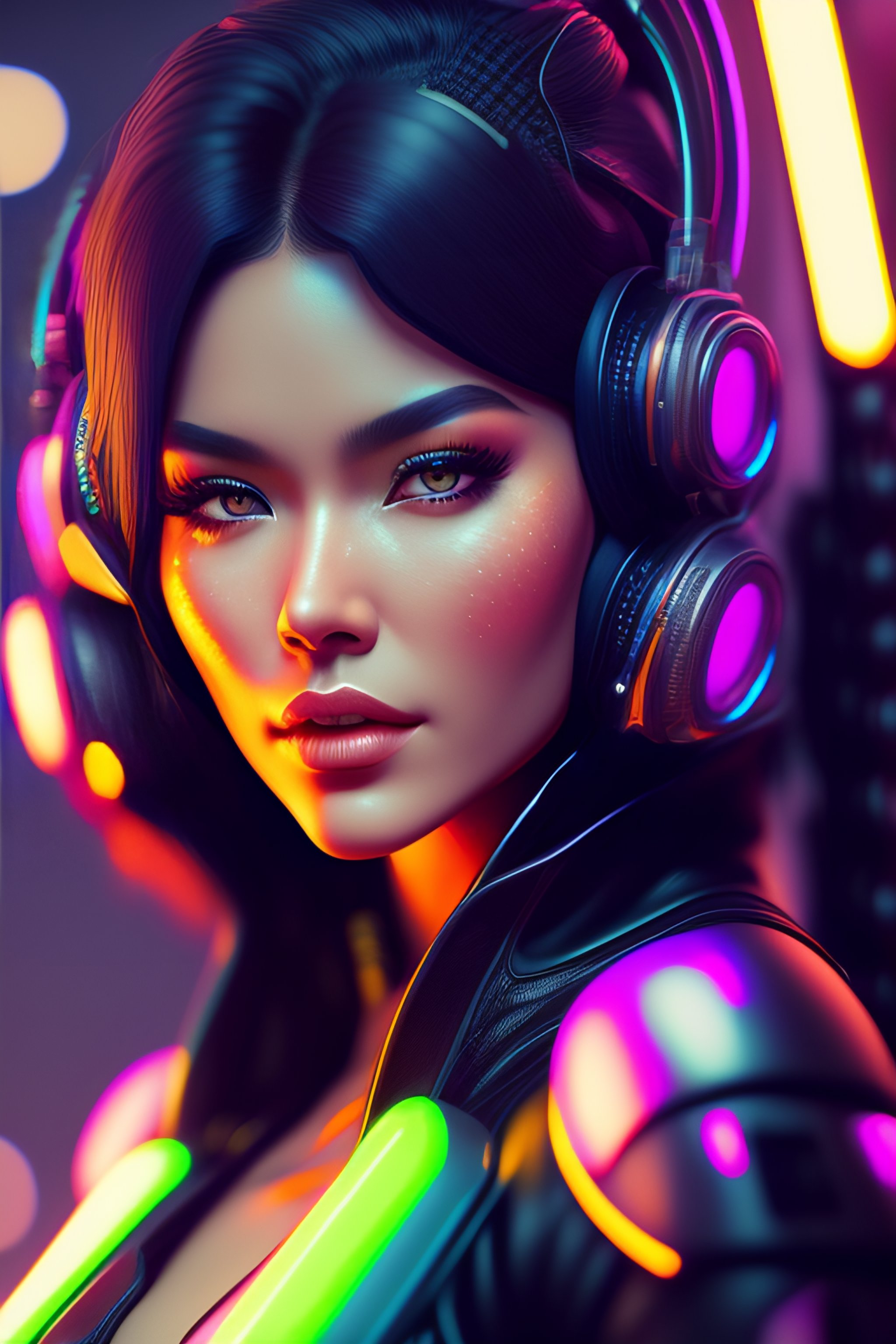 Lexica - Cute cyborg girl , surrounded by cables , illustrated by Greg ...