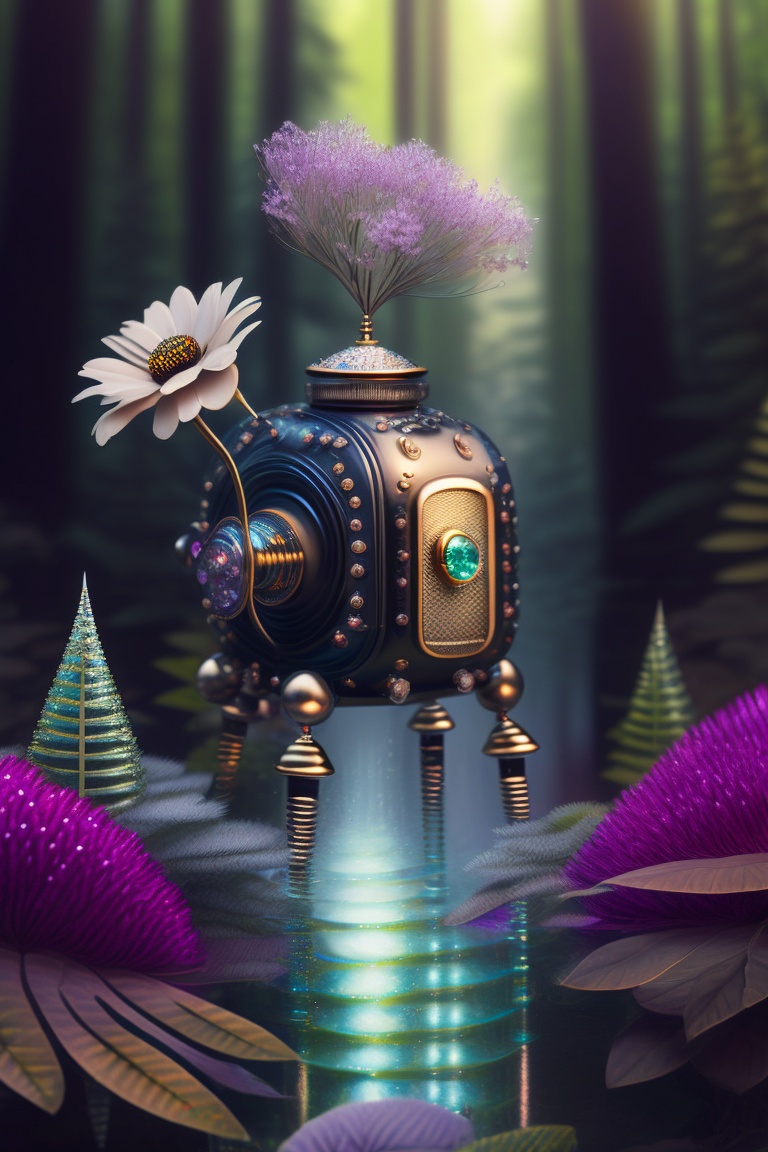 Lexica - Magic trippy silver 1950;s spiked robot with attitude, jewel ...