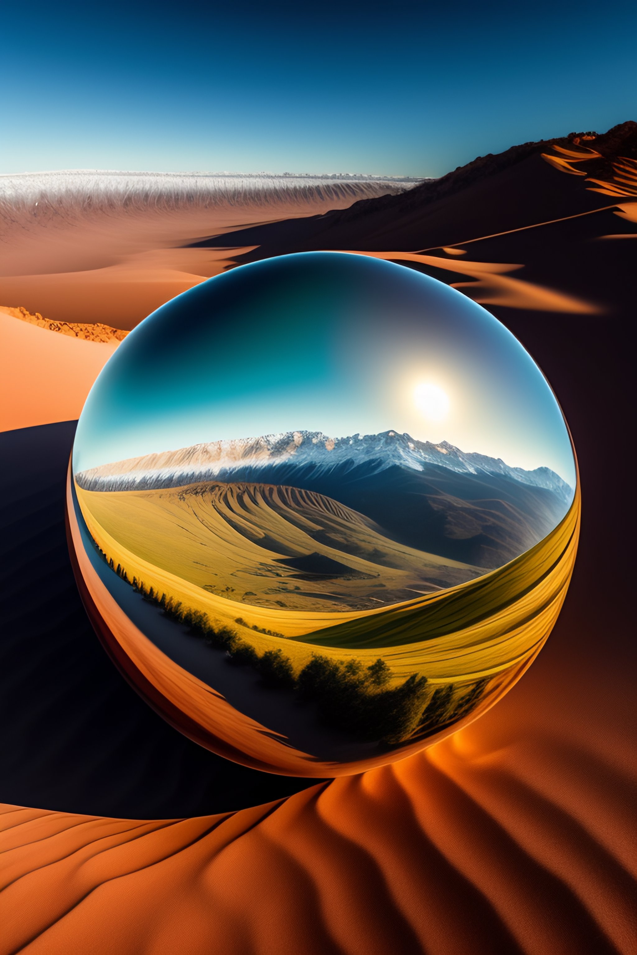 Lexica - Picture of the landscape taken on a spherical object