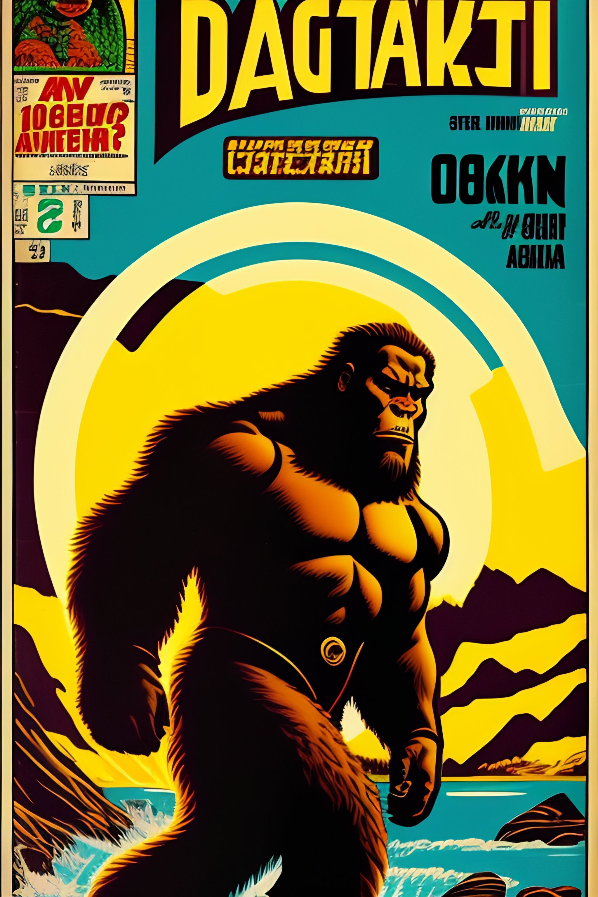 Lexica - Sasquatch dark mood worn retro comic cover 60s