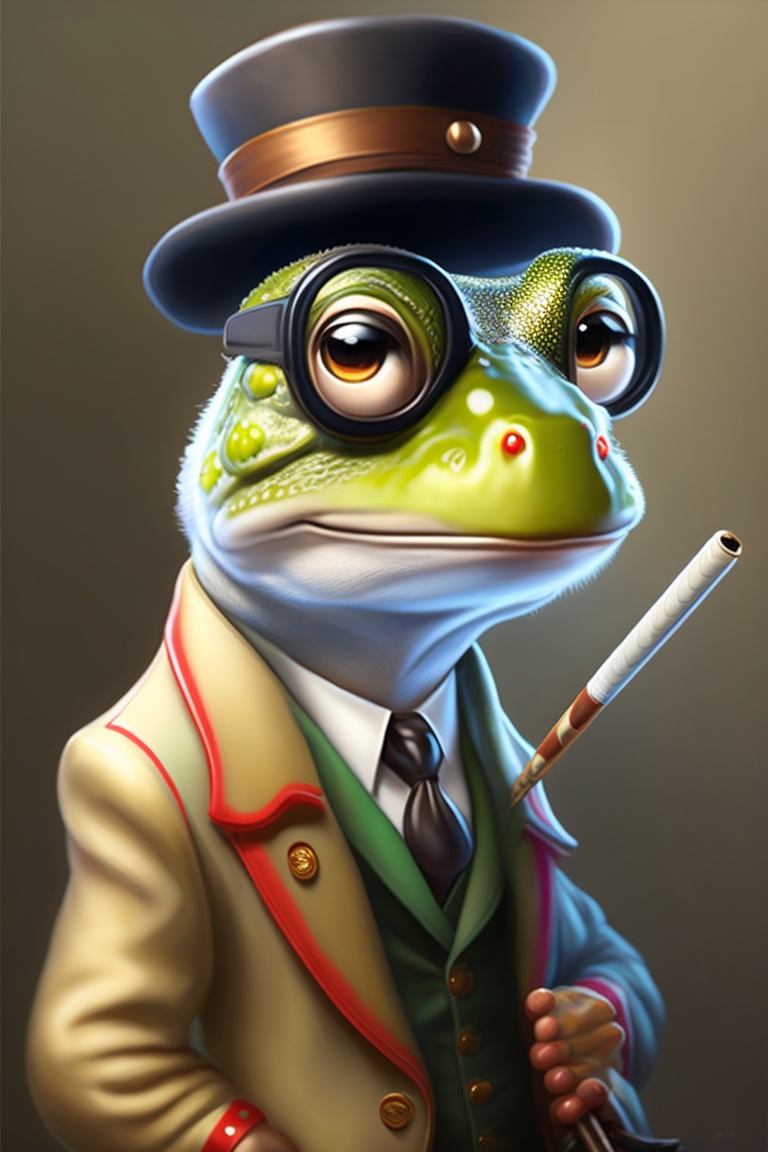 Lexica - Anthropomorphic frog with antique clothes human with frog head ...