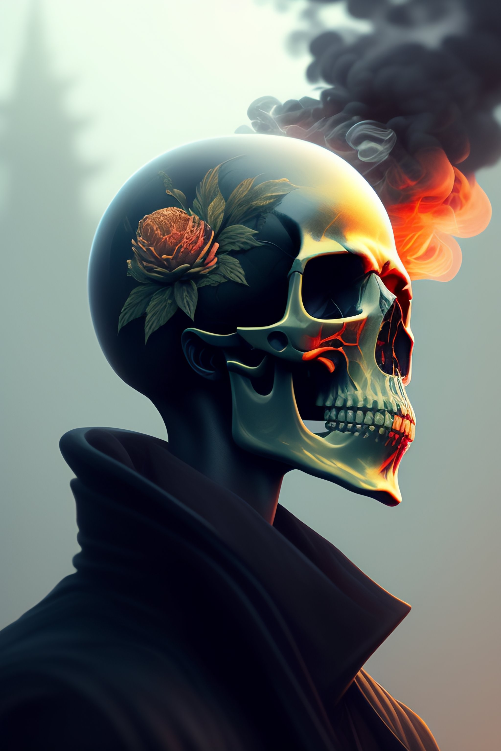 Lexica - A skull smoking weed, fantasy, intricate, elegant, highly ...
