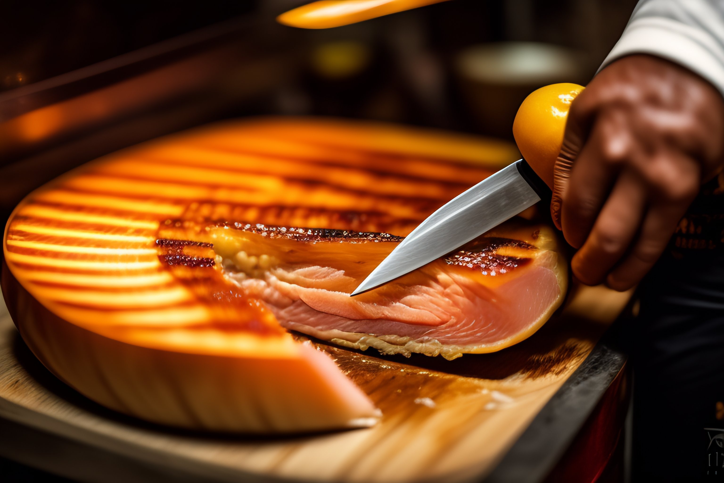 Lexica - Filipino butcher cutting into the skin of a newly roasted Lechón.