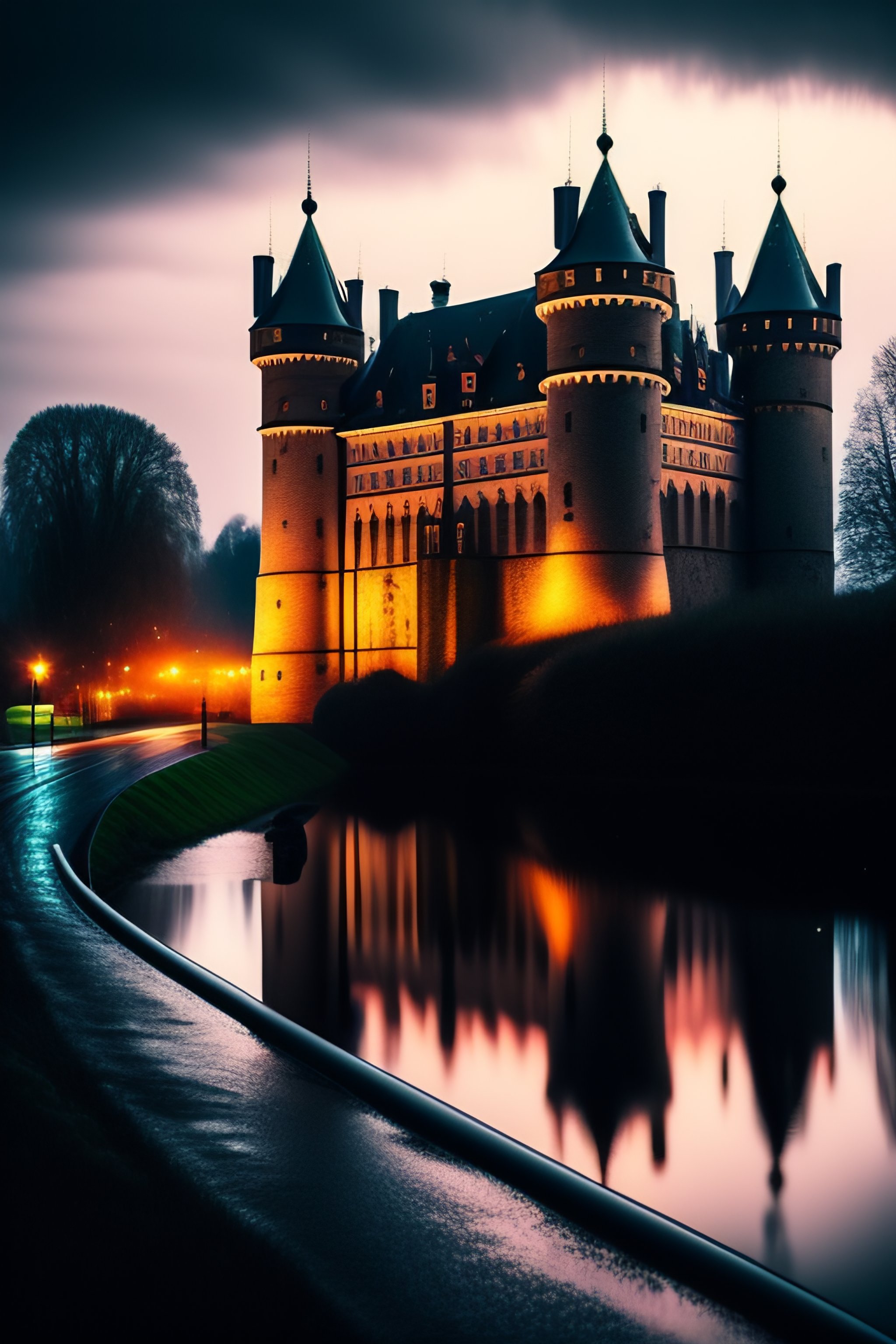 Lexica - Driving in rainy night in front of konigsberg castle