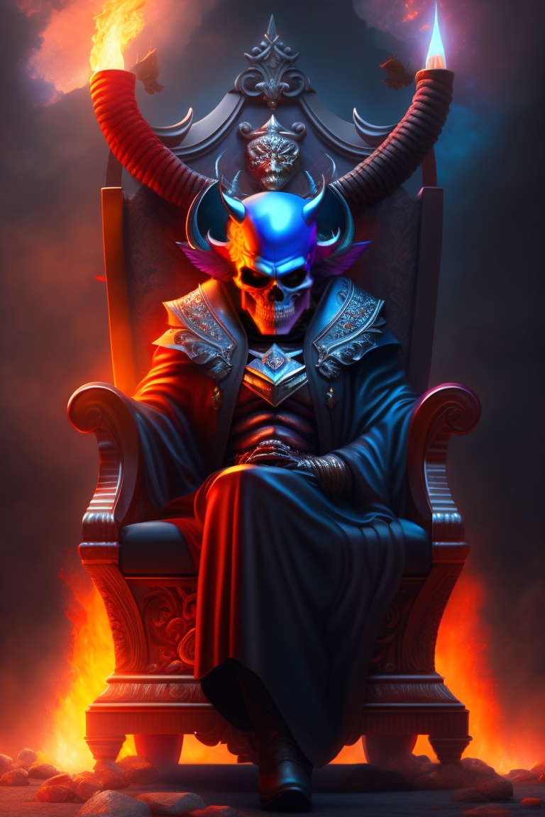 Lexica - Satan is sitting on a throne, against the background of human ...