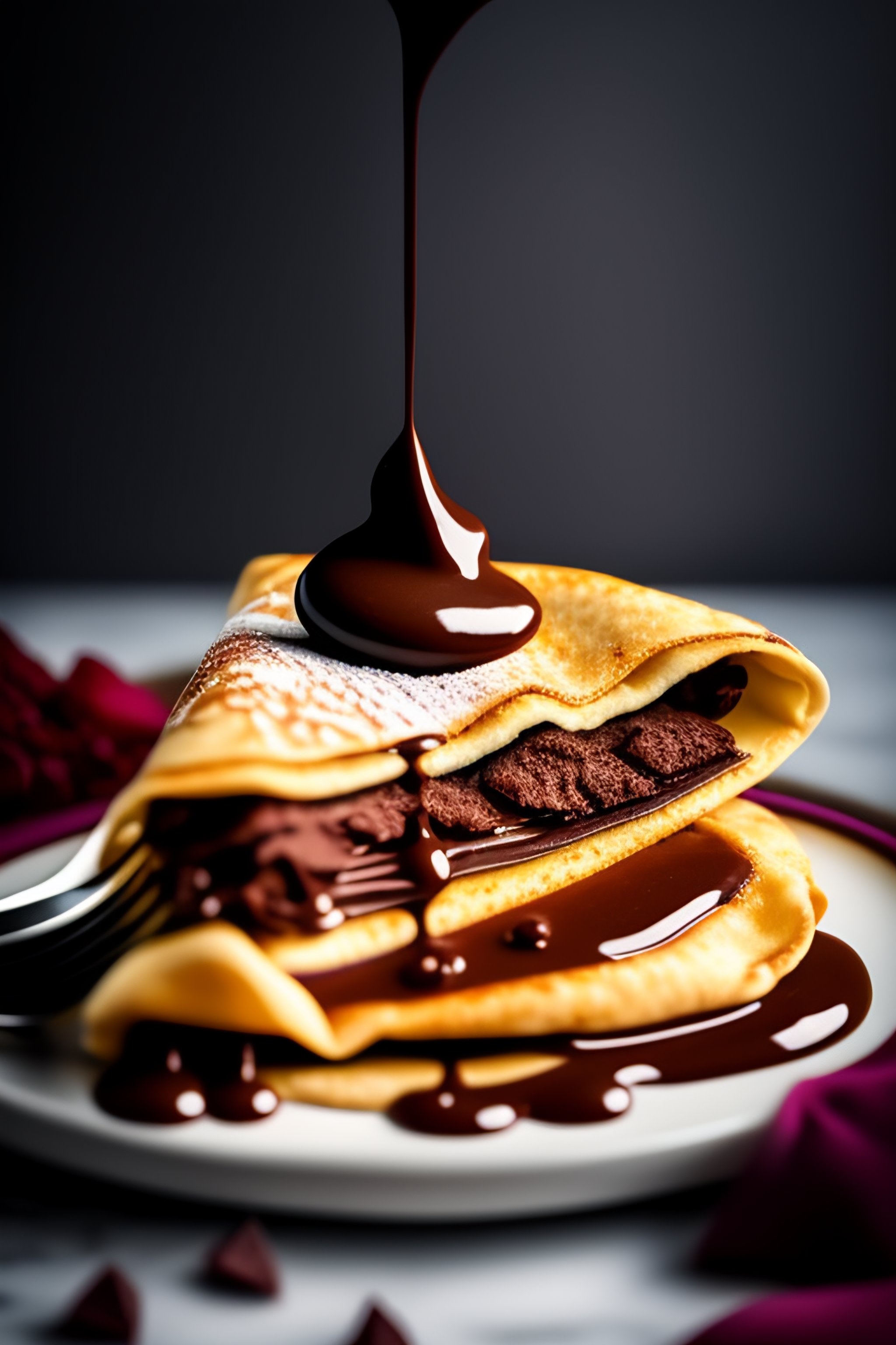 Lexica - Crepe on fire with melted chocolate