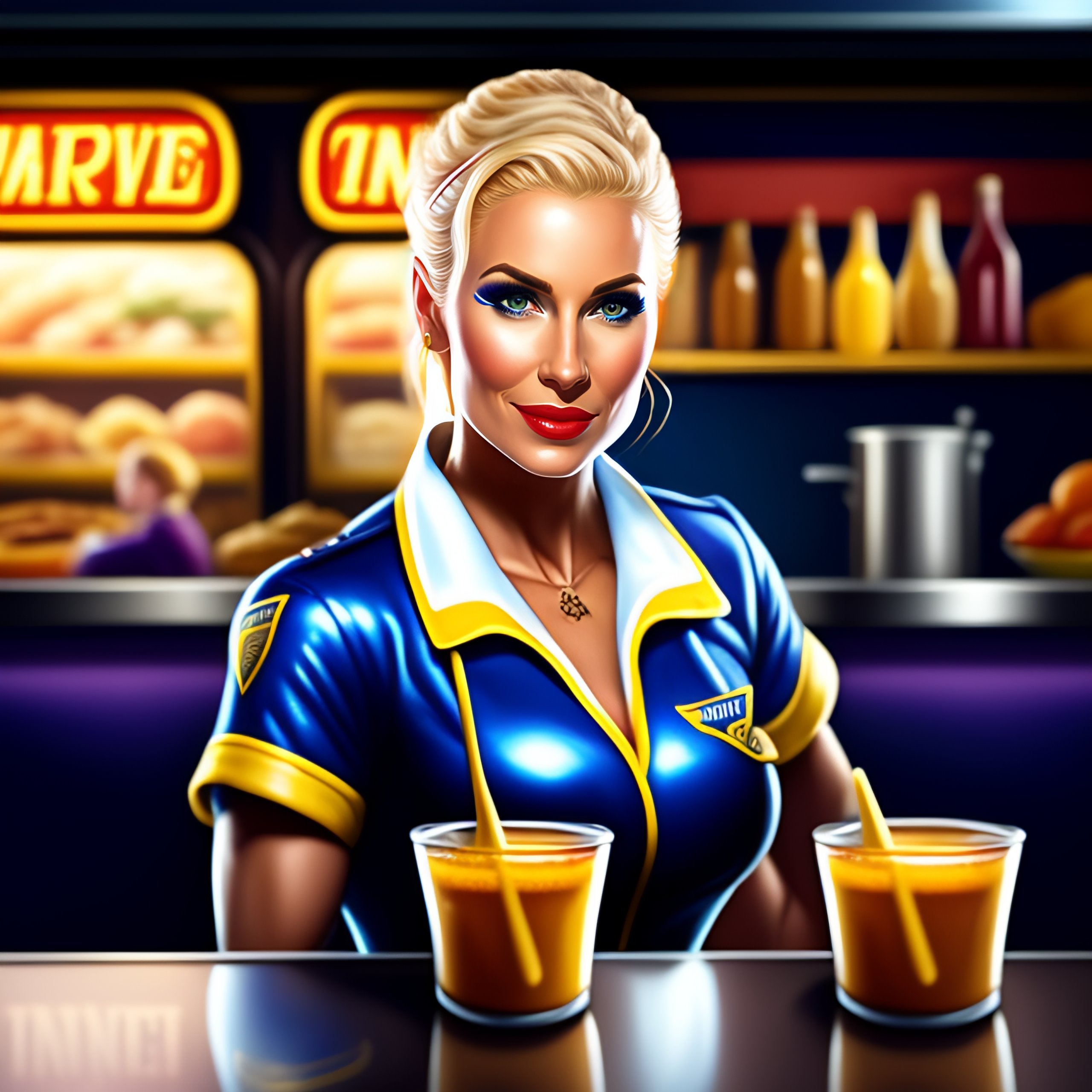 Lexica - Fighting mad, badass blonde superhero waitress "Wendy" in a ...