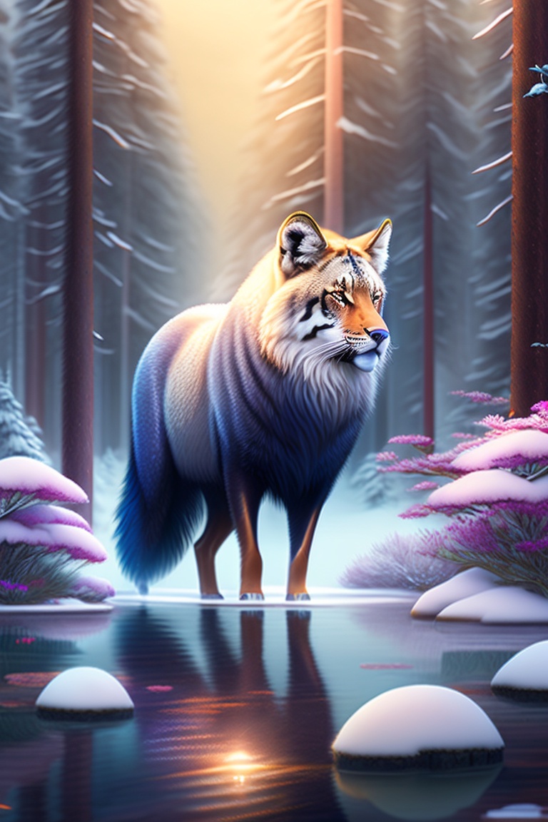 Lexica - A legendary, primordial animal strolls through a snowy ...