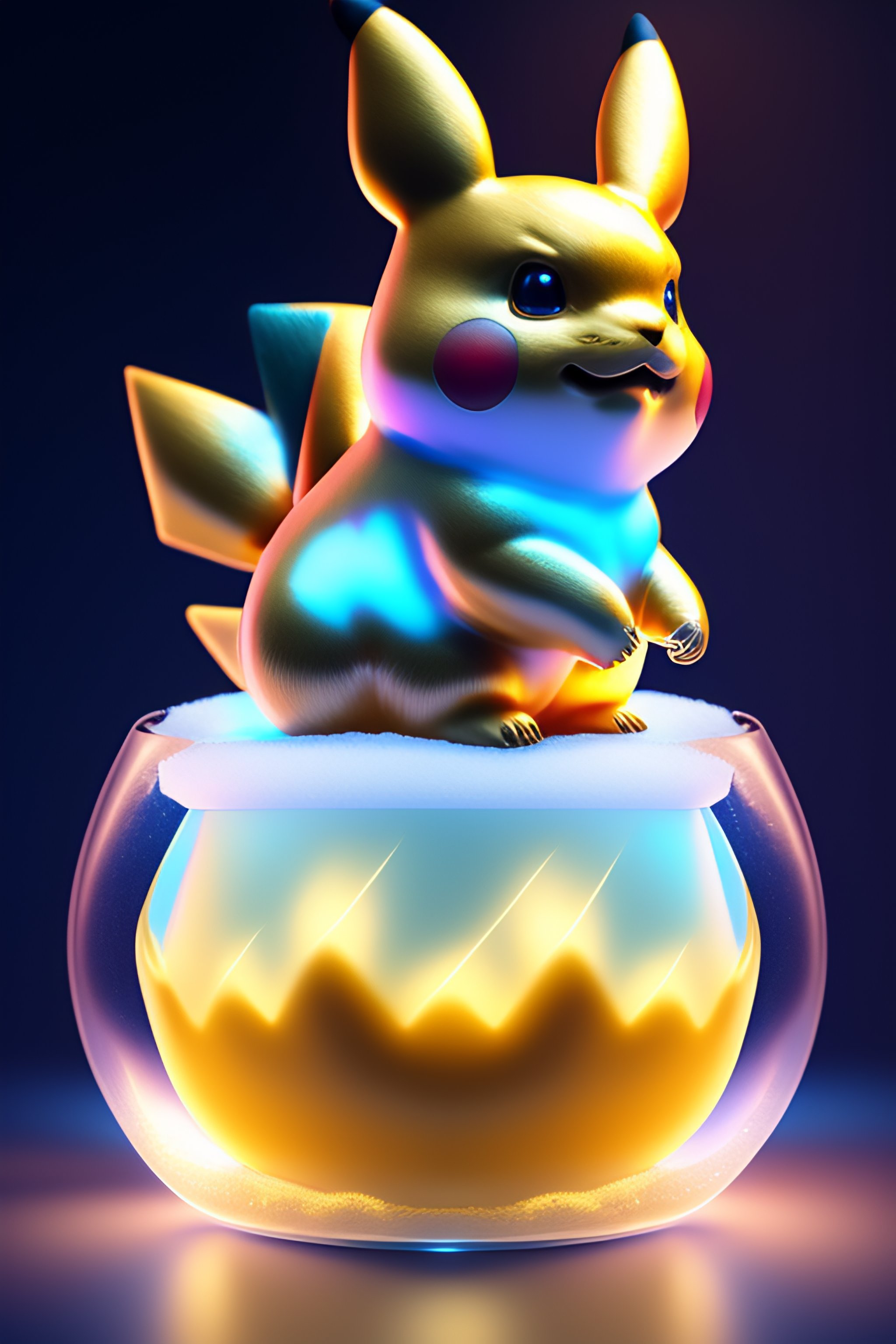 Lexica - Ice Sculpture of Pikachu, transparent, frozen, highly detailed ...