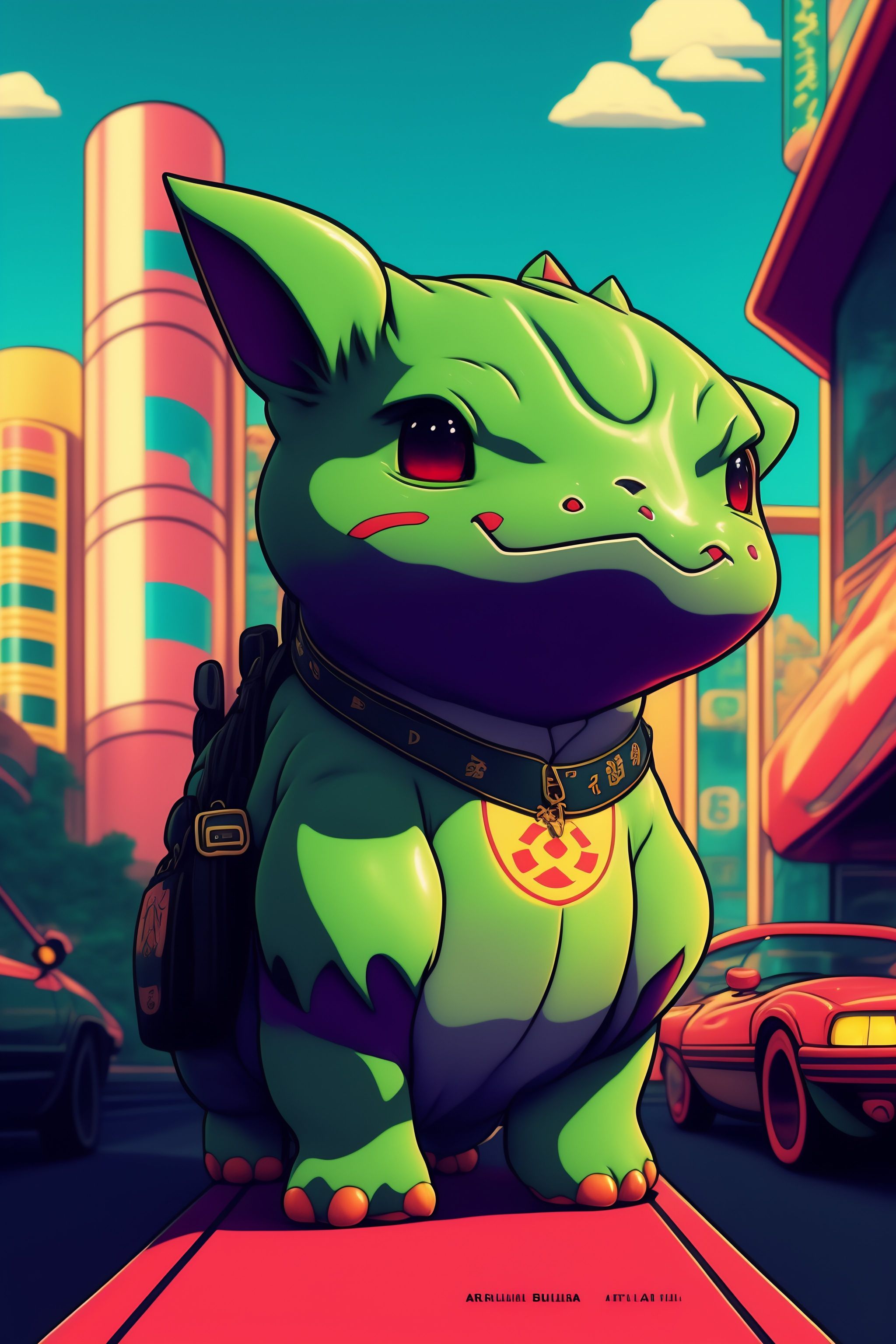 Lexica - Stylish bulbasaur in the style of 90's vintage anime ...