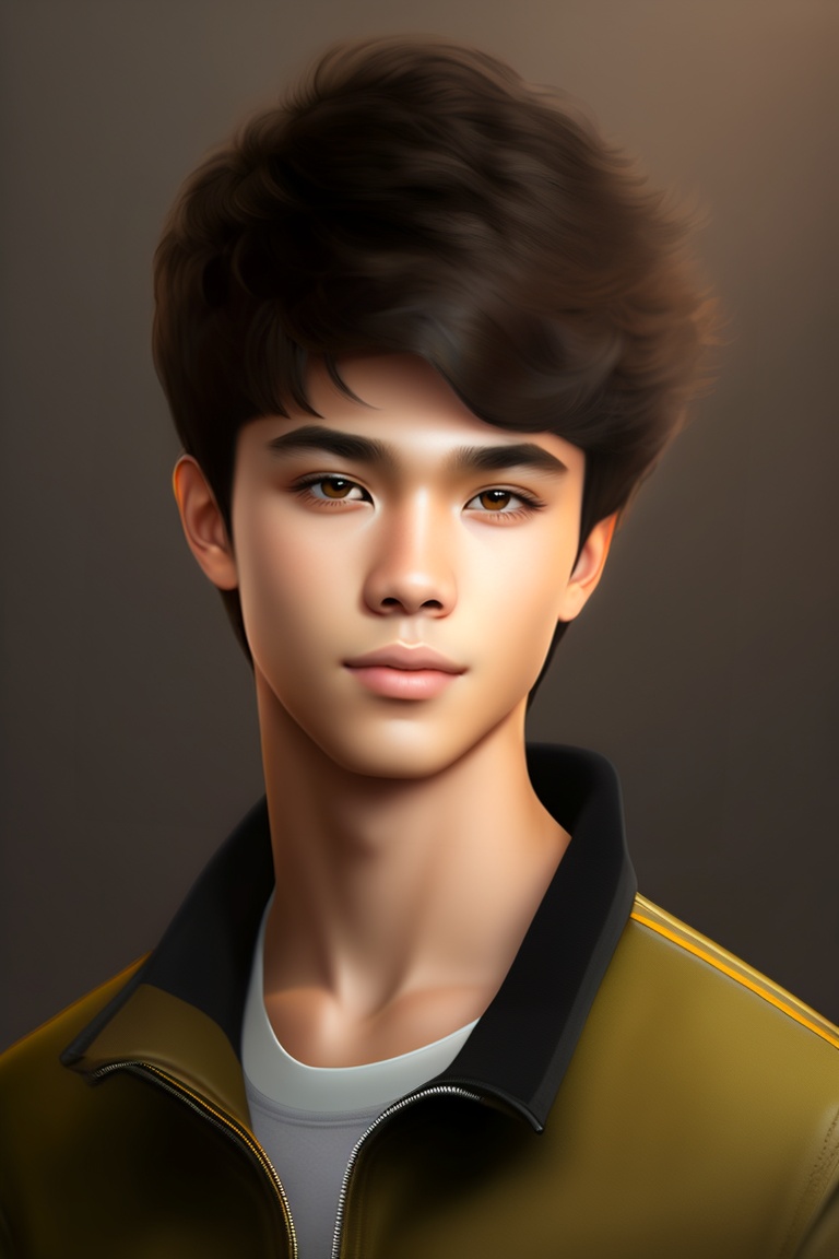 Lexica - Teenage boy, short black hair, olive skin, thin, stocky body