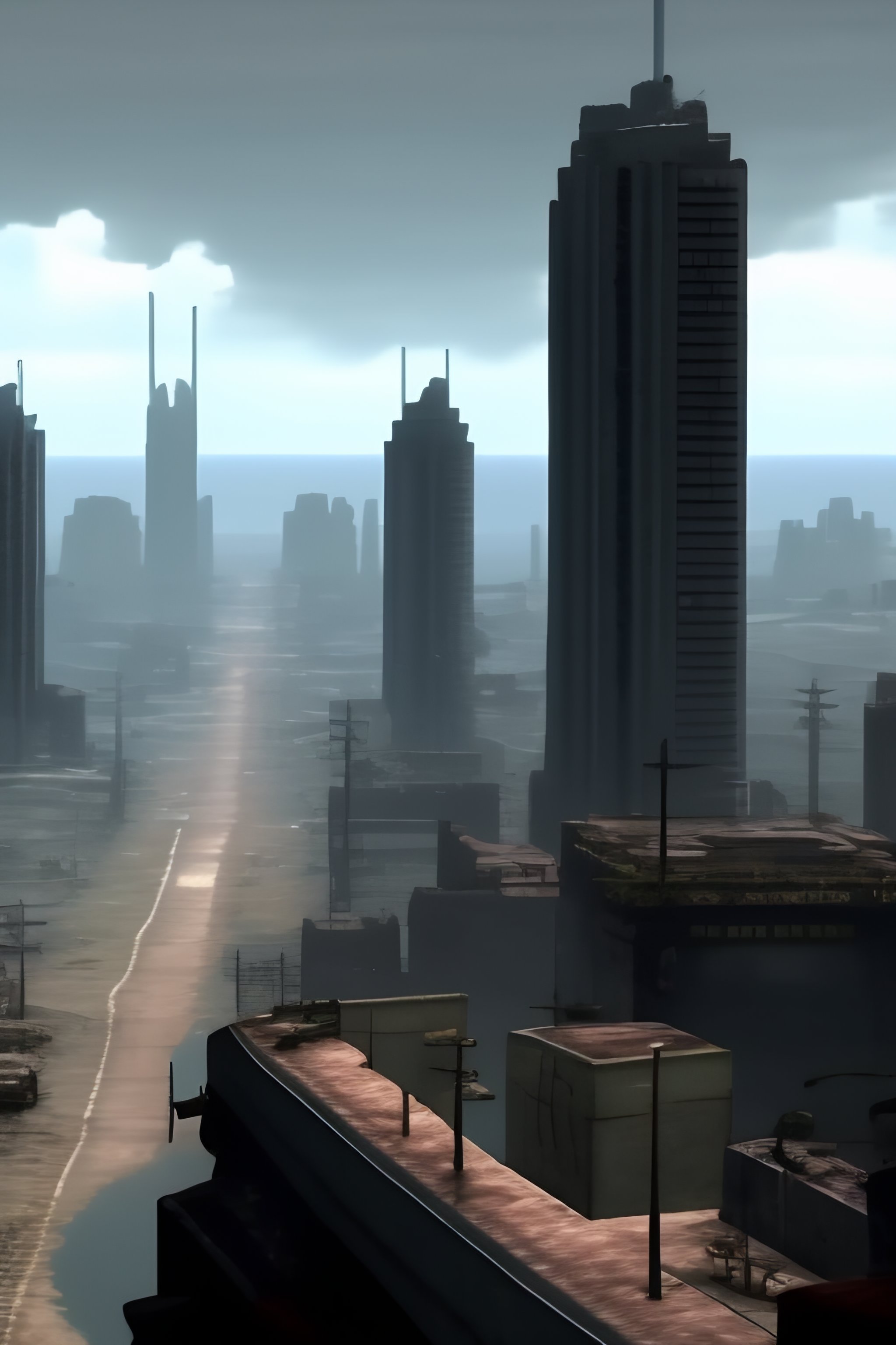 Lexica - Fallout 3 ruined city populate by humans